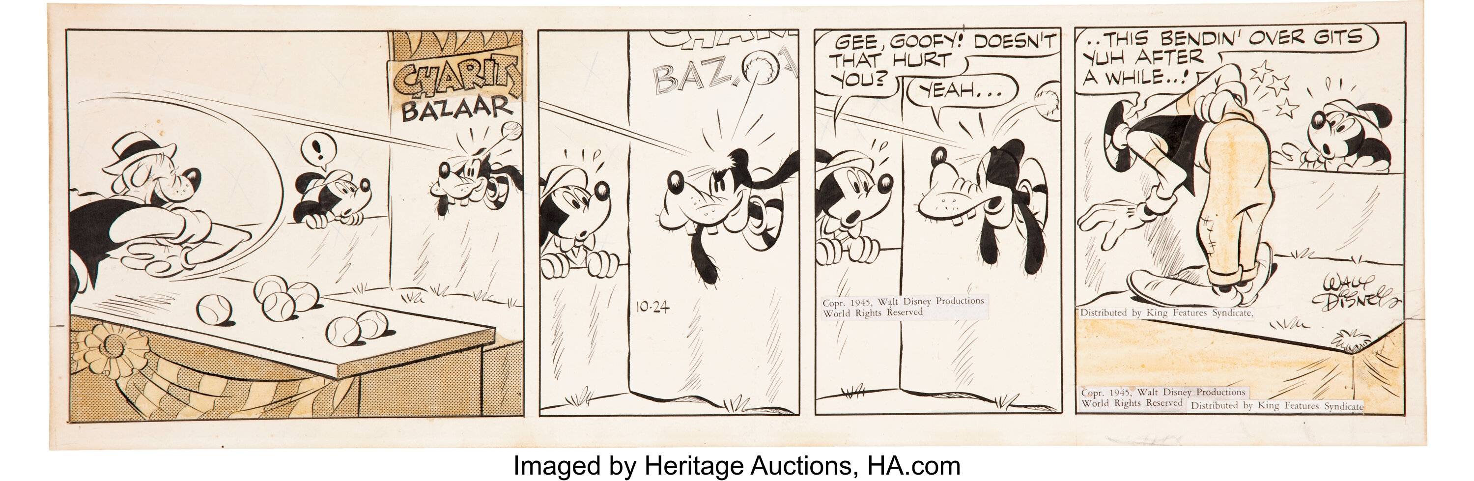 Floyd Gottfredson Mickey Mouse Daily Comic Strip Original Art dated ...