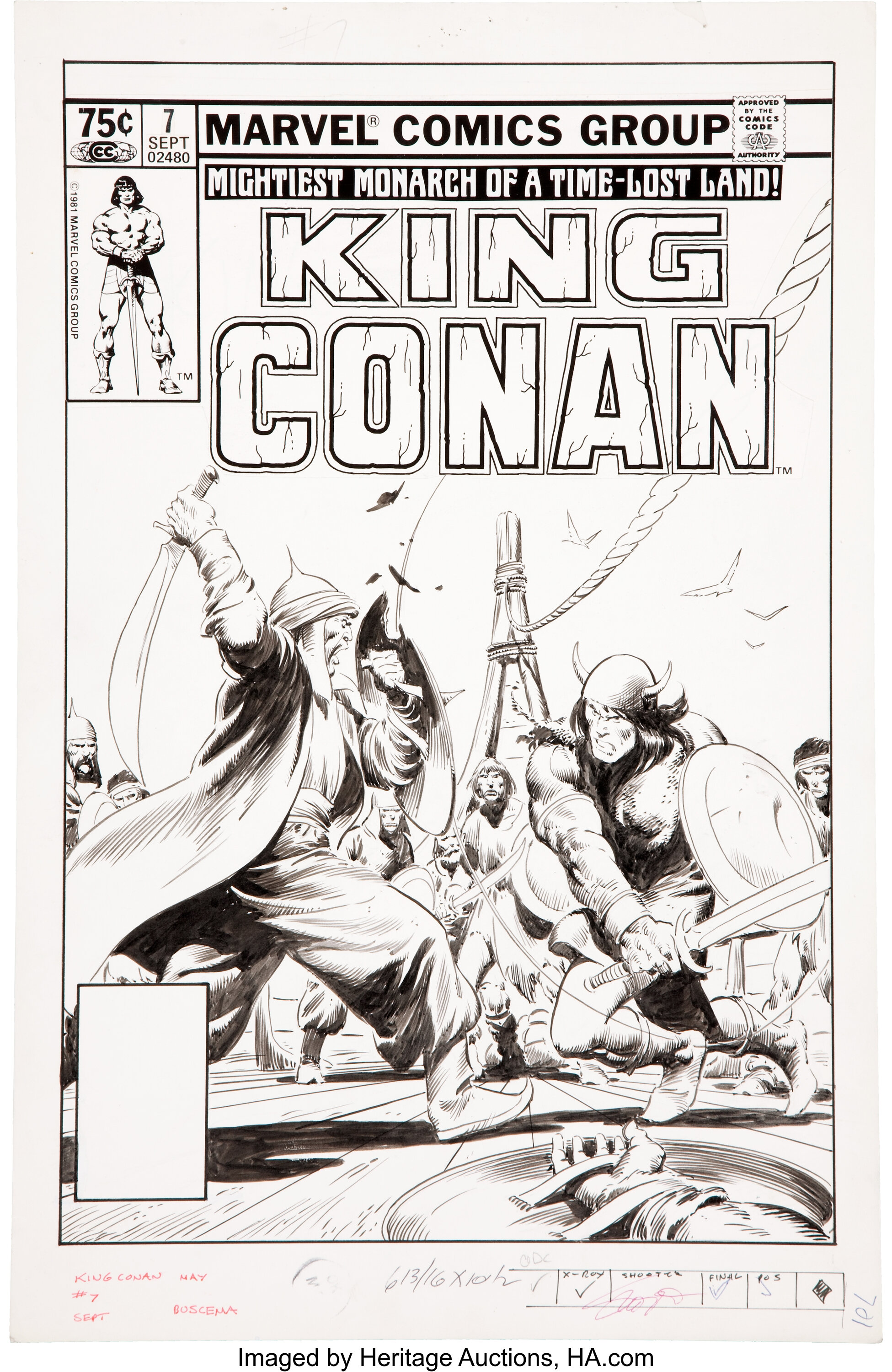 John Buscema King Conan #7 Cover Original Art (Marvel, 1981).... | Lot ...