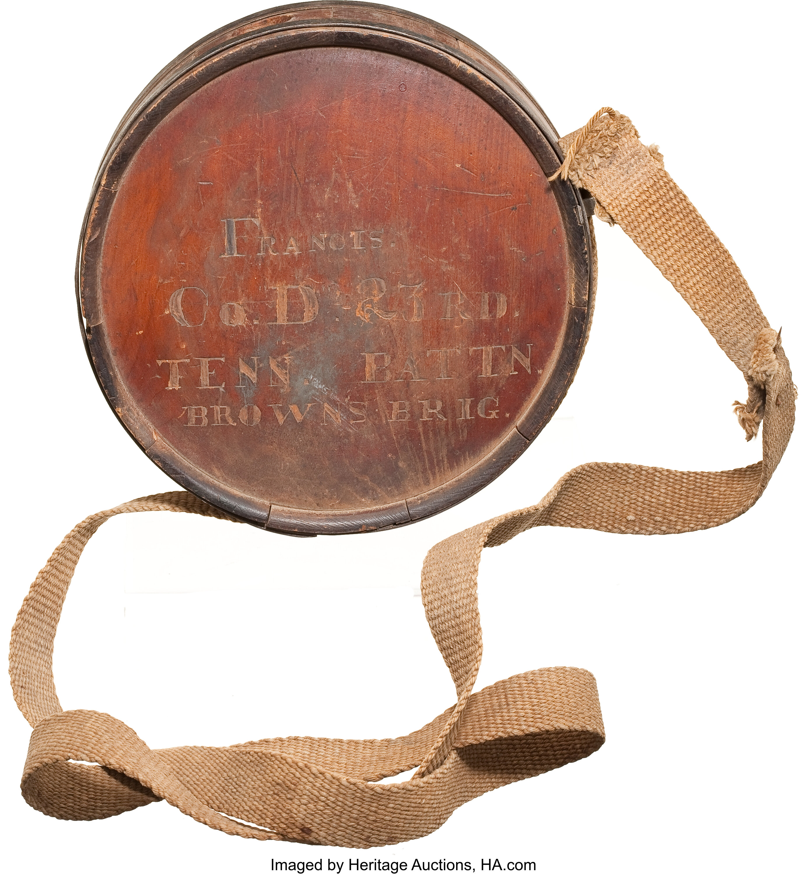 Great Civil War ID'd Confederate Cedar Wood Canteen.... Military ...
