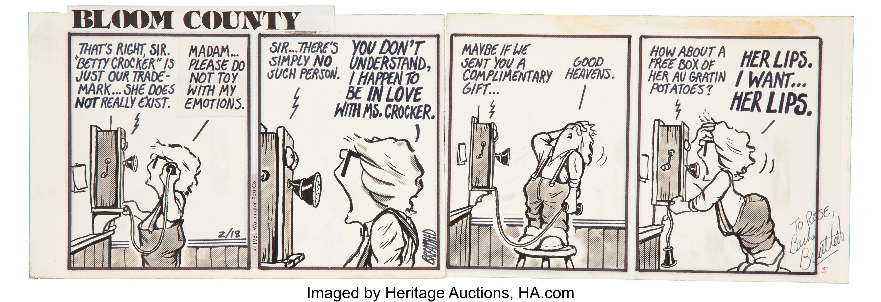 Berke Breathed Bloom County Daily Comic Strip Original Art dated | Lot ...
