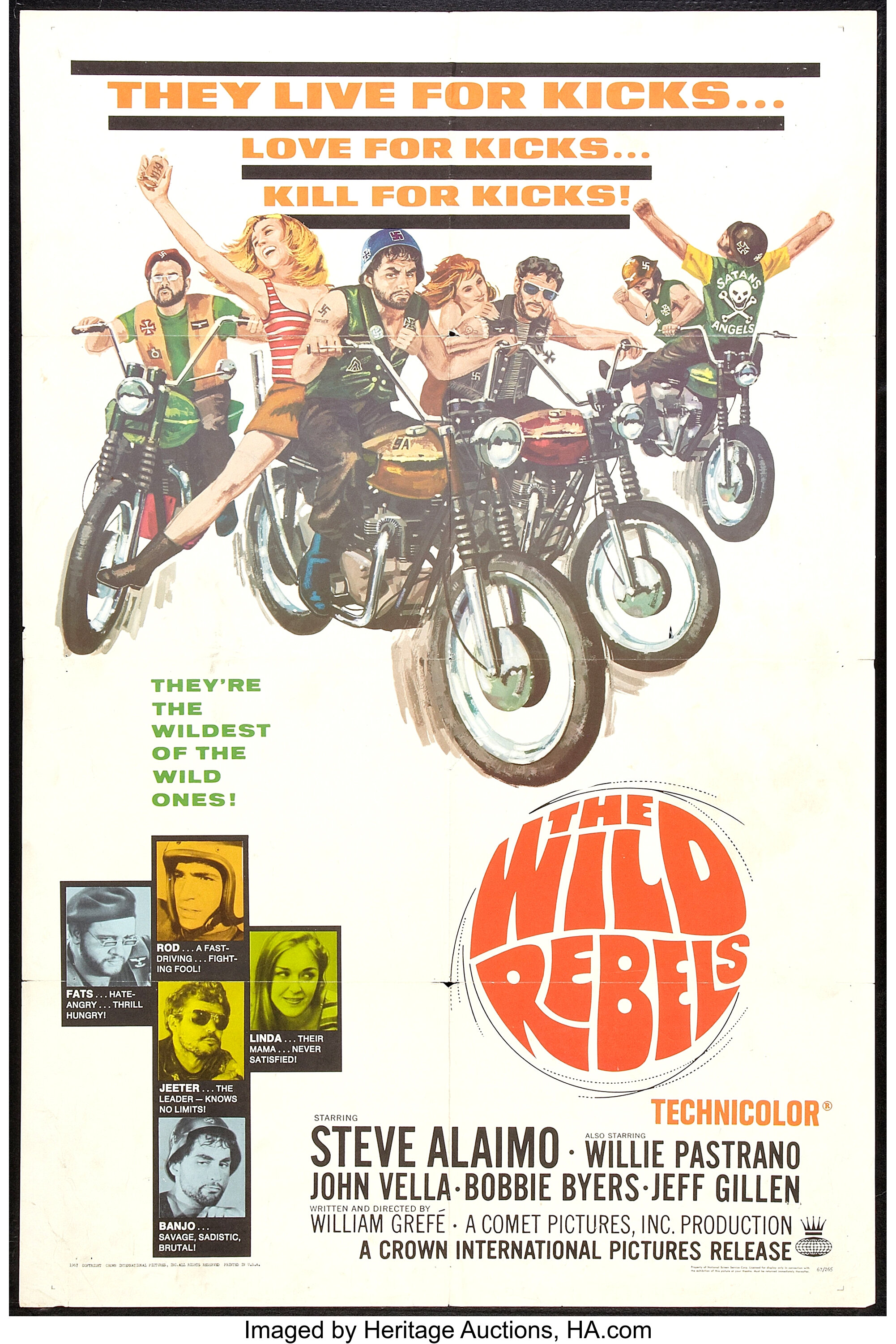 Wild Rebels (Crown International, 1967). One Sheet (27" X 41"). | Lot ...
