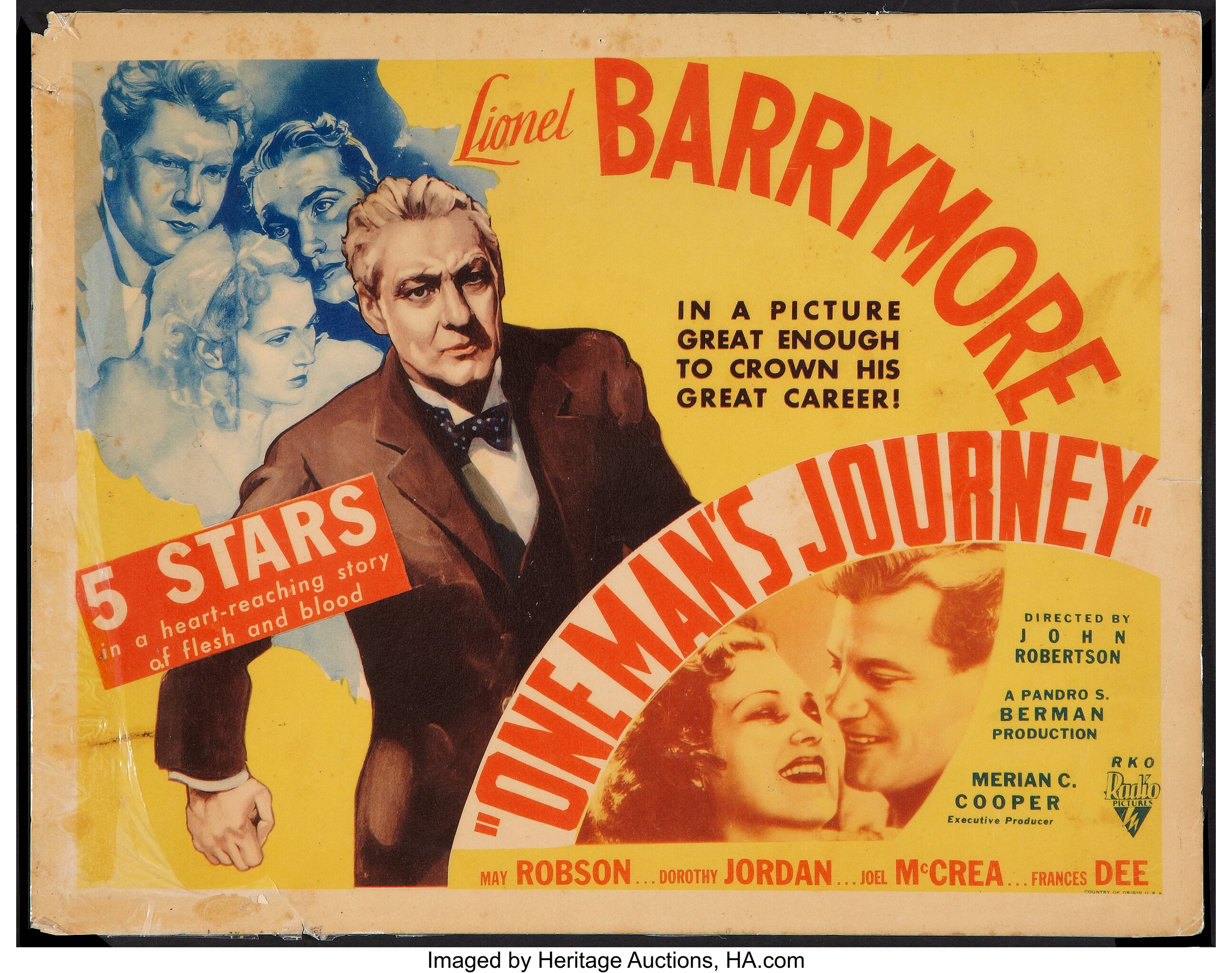 One Man's Journey (RKO, 1933). Title Lobby Card (11" X 14"). | Lot ...