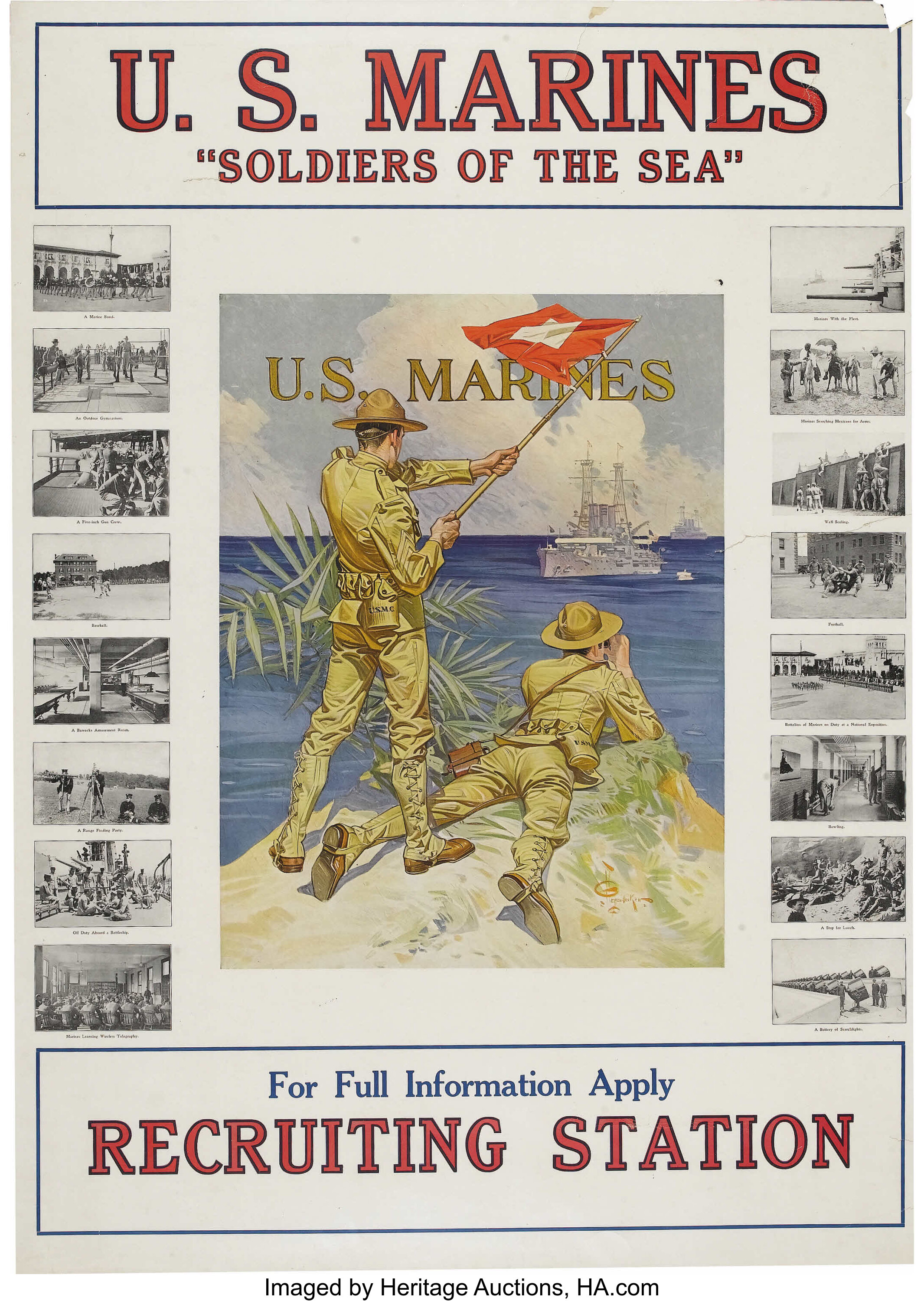 Vintage Marine Corps Recruiting Poster "Soldiers of the Sea". | Lot ...