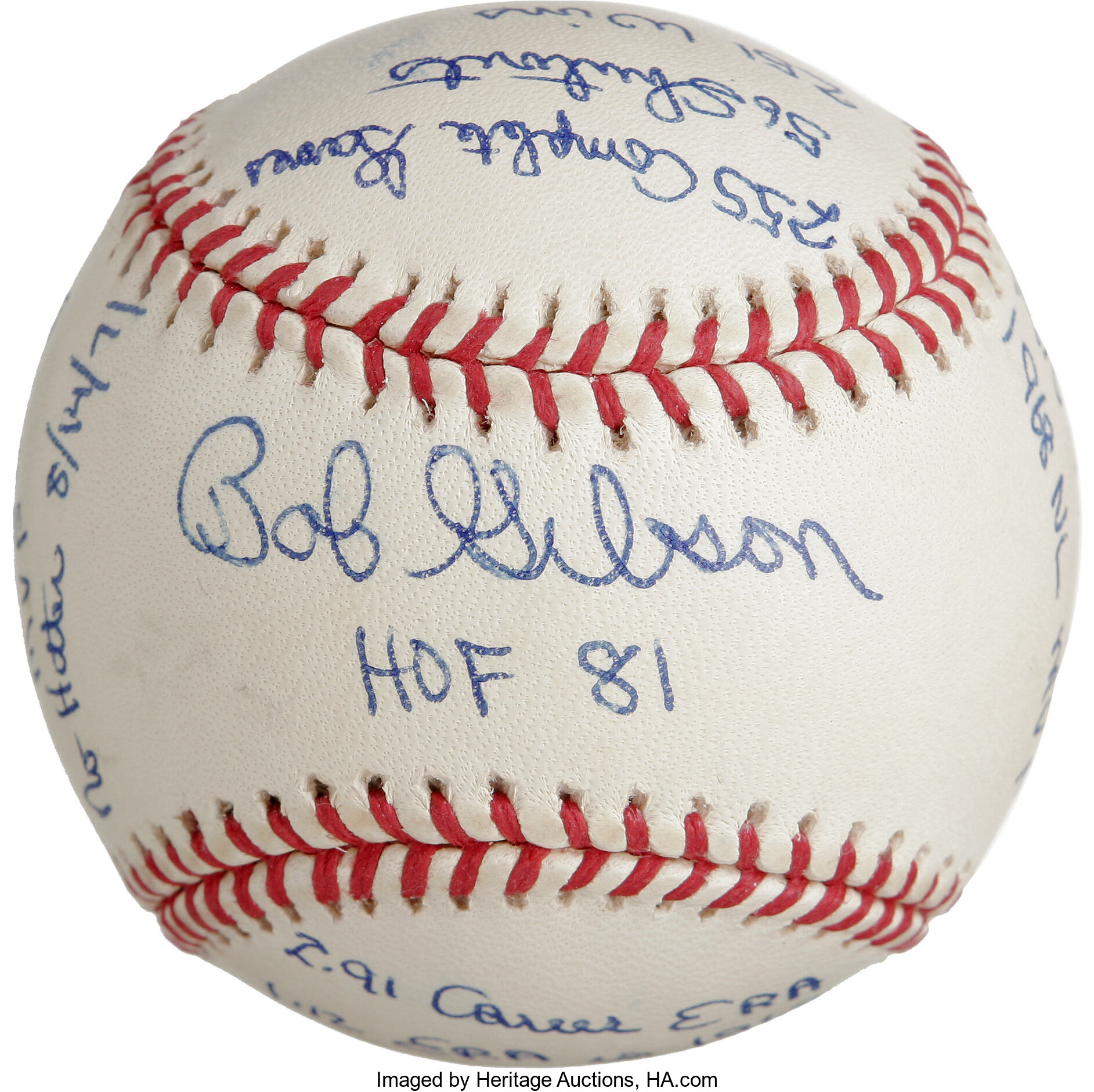 Bob Gibson Single Signed Stat Baseball. One of the most dominant | Lot ...