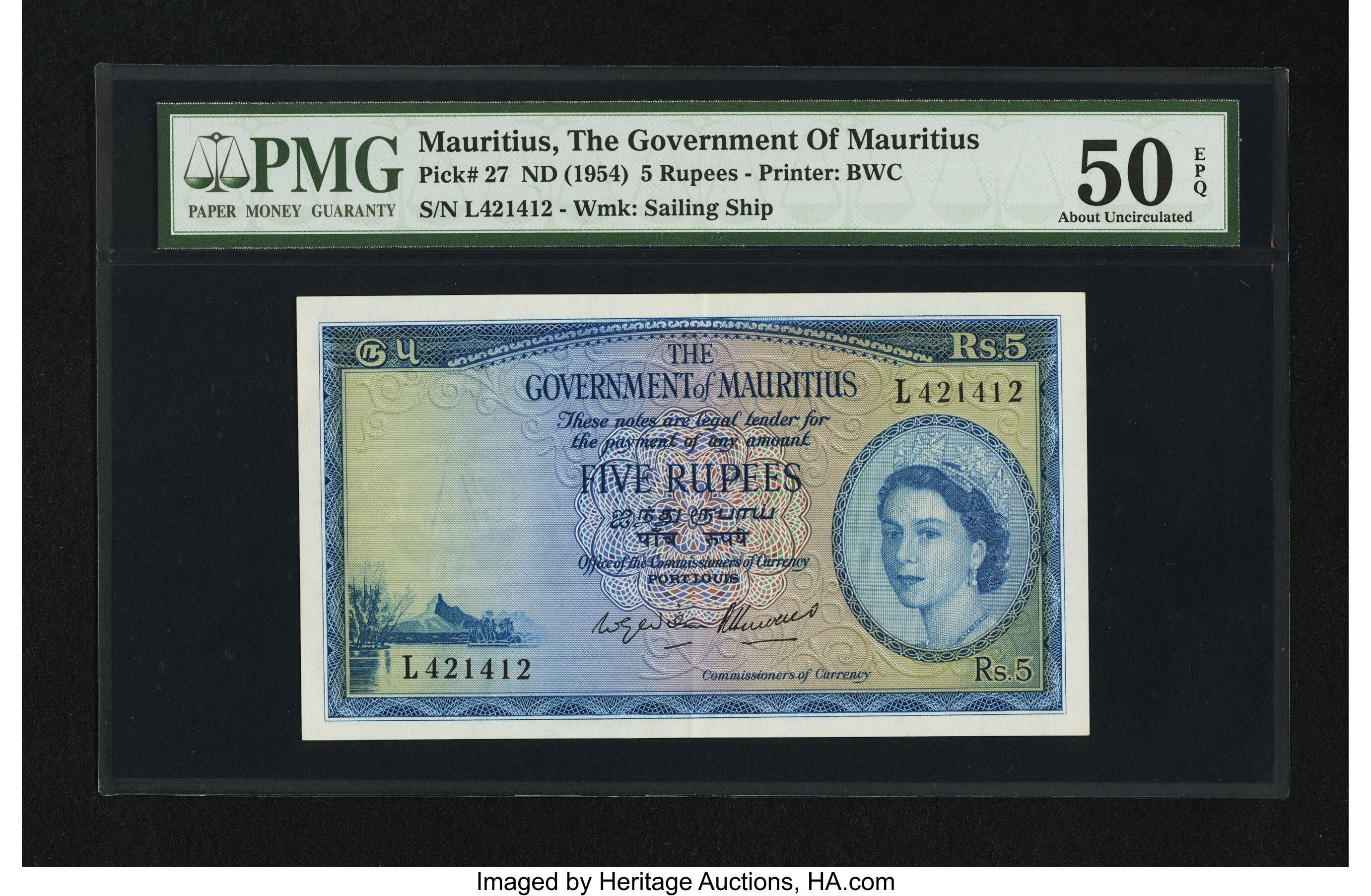Mauritius 5 Rupees No Date (1954) Pick 27 . ... World Currency | Lot ...