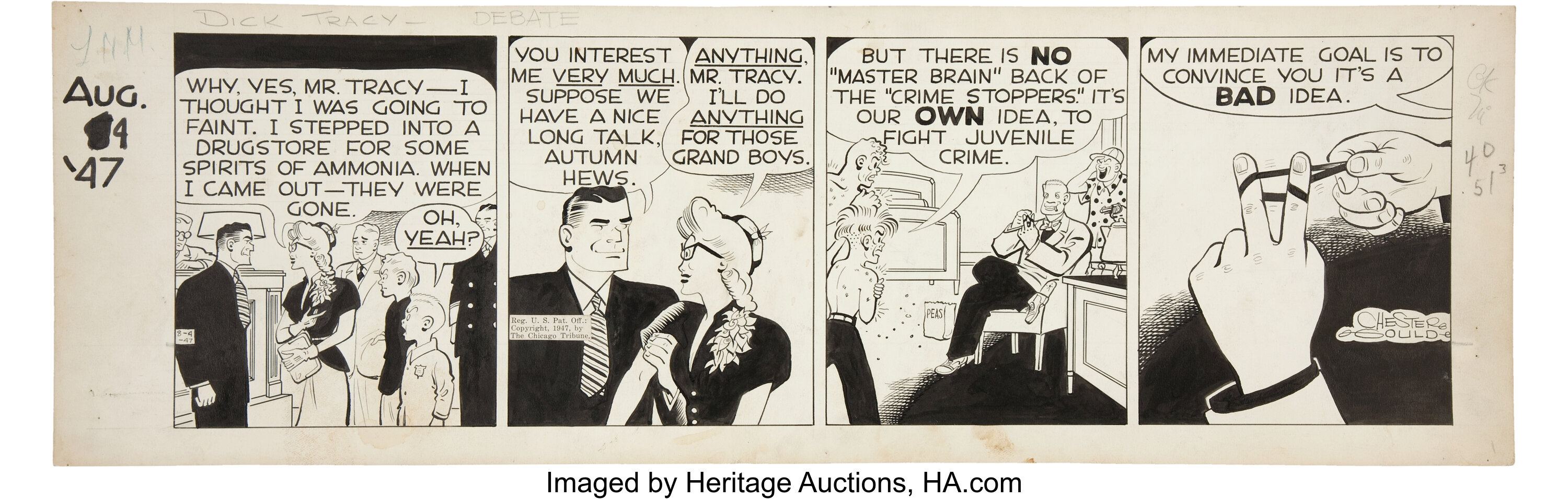 Chester Gould Dick Tracy Daily Comic Strip Original Art dated | Lot ...