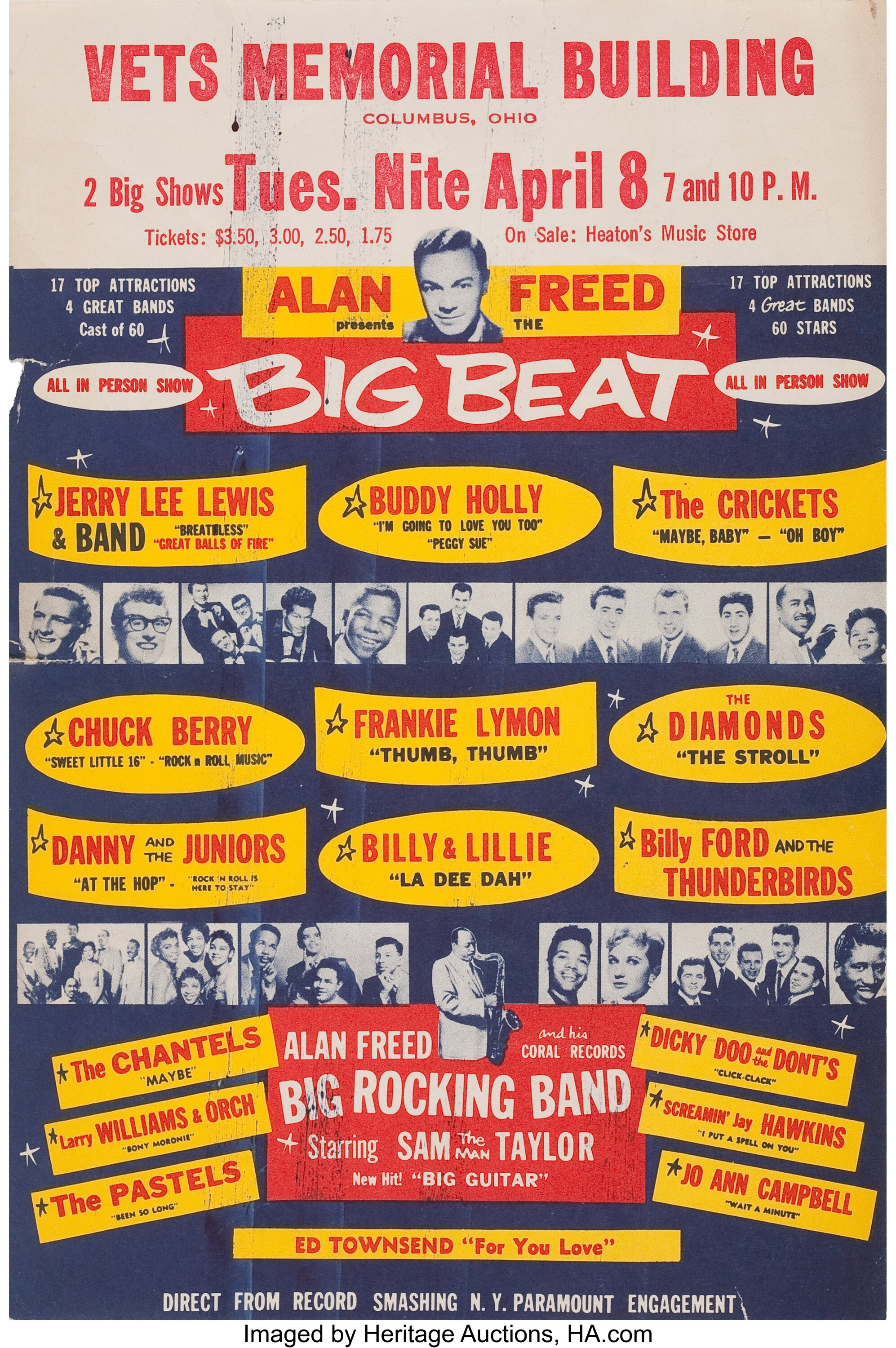 Alan Freed Big Beat Concert Handbill (1958).... Music Memorabilia | Lot ...