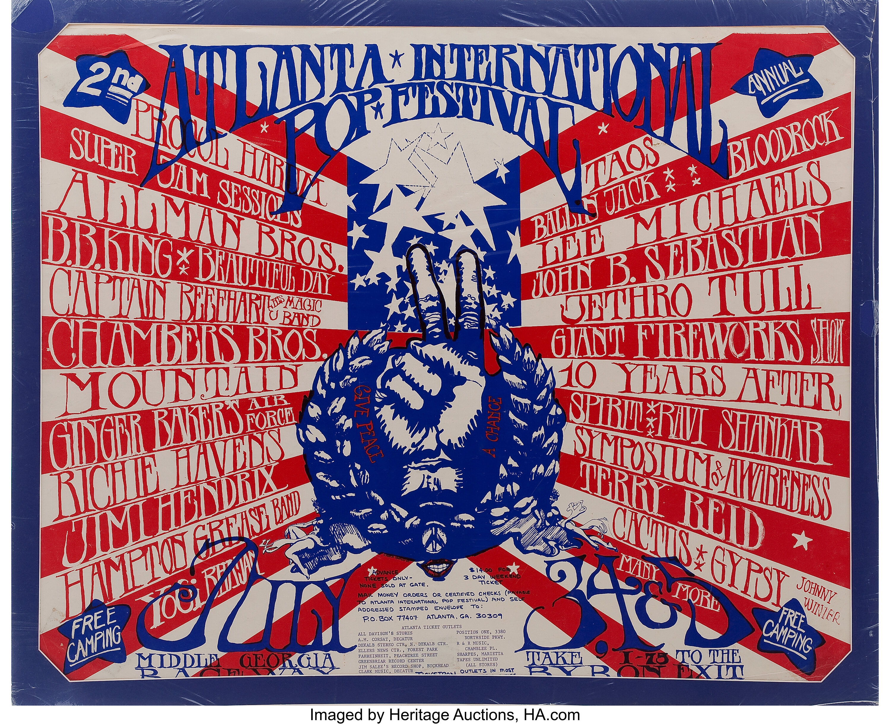 Atlanta International Pop Festival Poster (1969).... Music | Lot #46354 ...