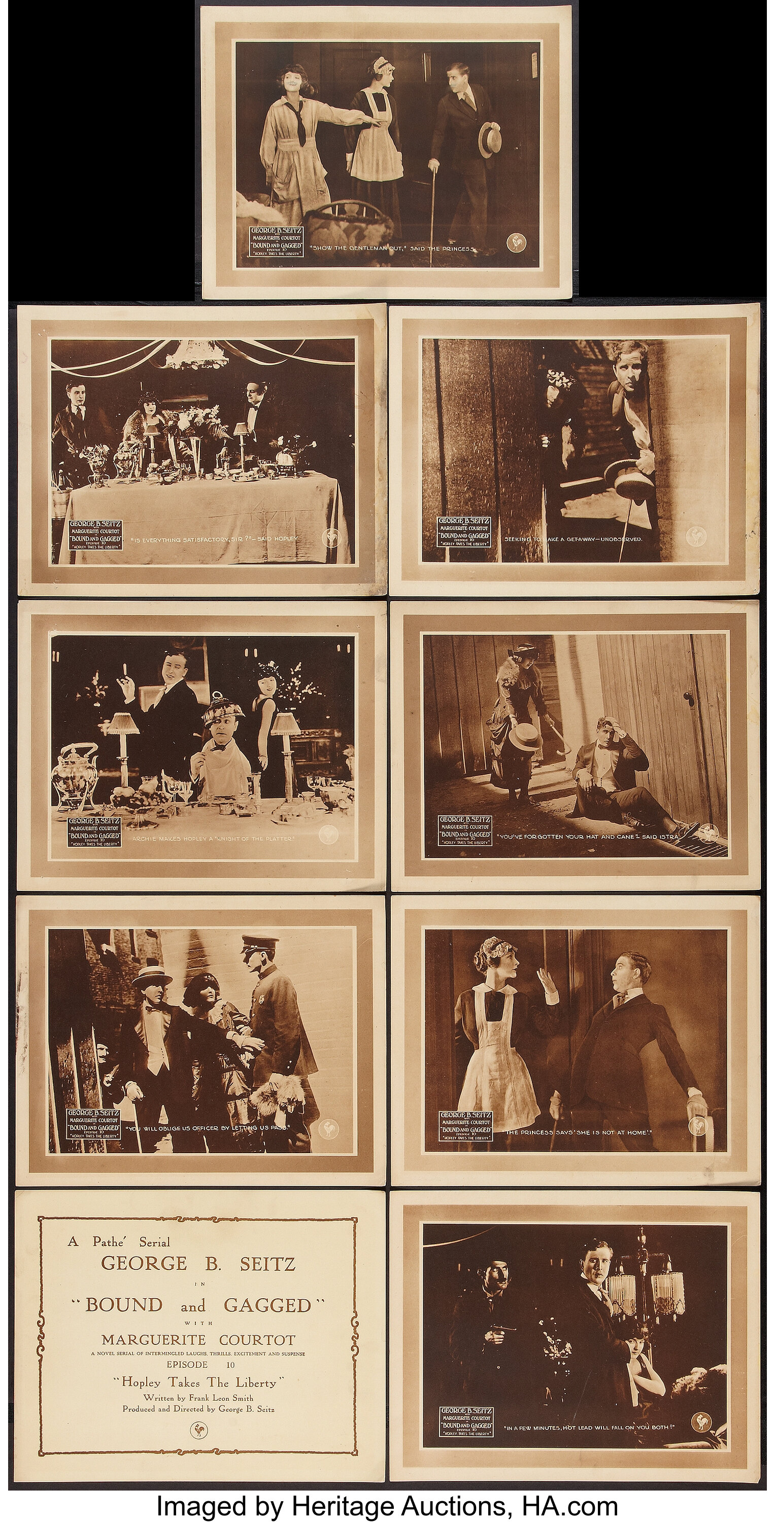 Bound and Gagged (Pathé, 1919). Lobby Card Set of 9 (11" X 14"). | Lot ...