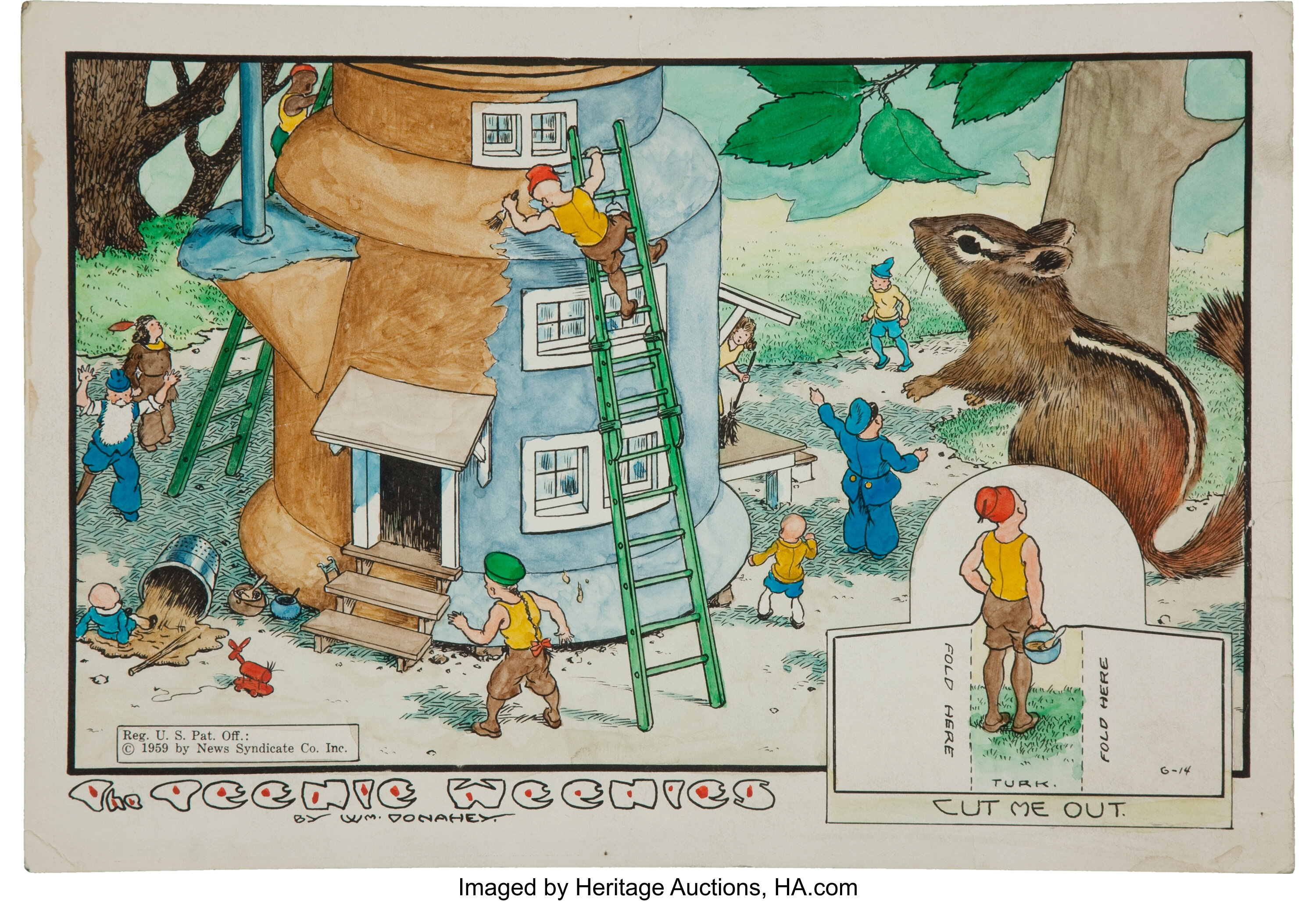 William Donahey Hand Colored Sunday Comic Strip Color Guide | Lot ...