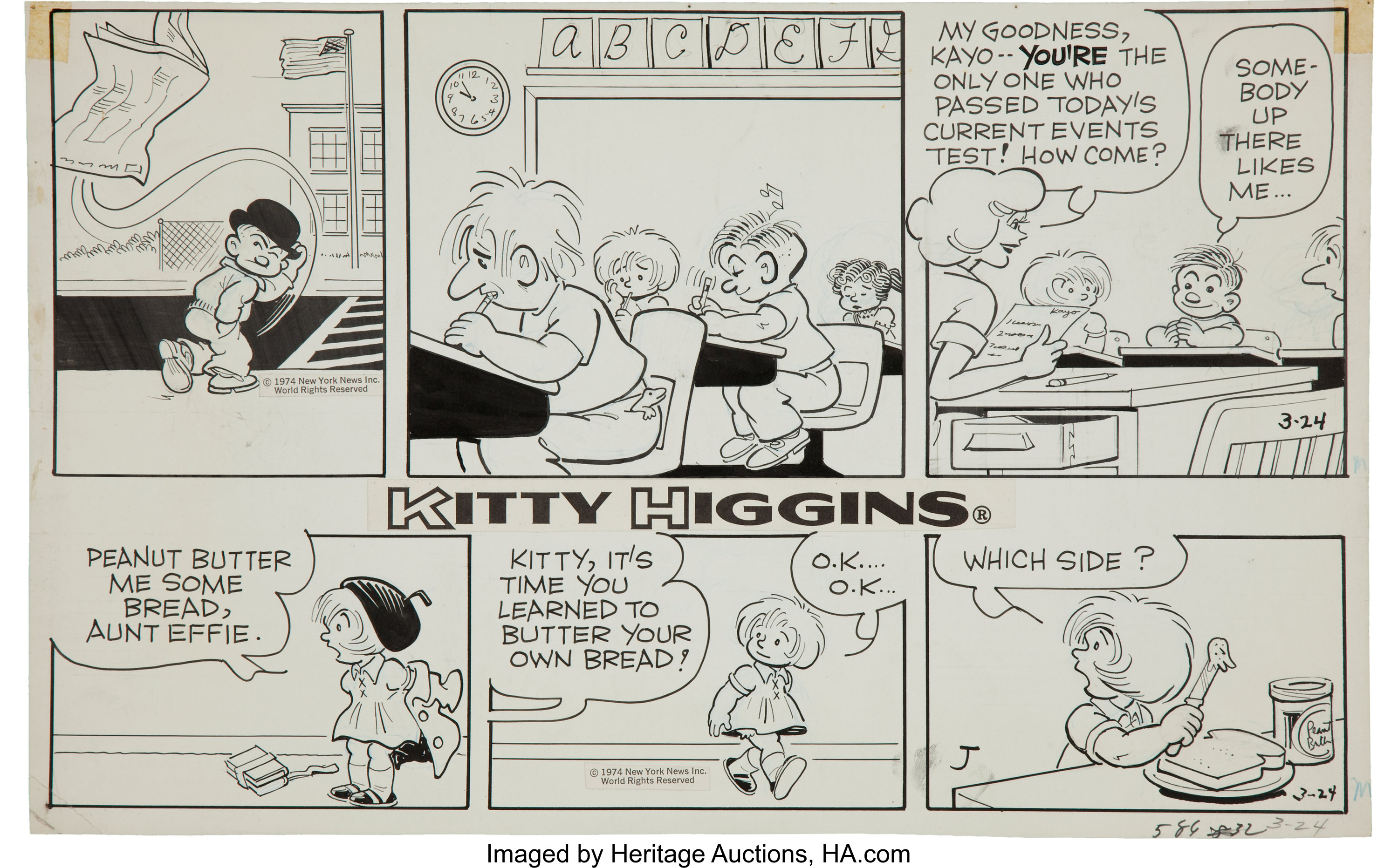 Ferd Johnson Moon Mullins Sunday Comic Strip with Kitty Higgins | Lot ...