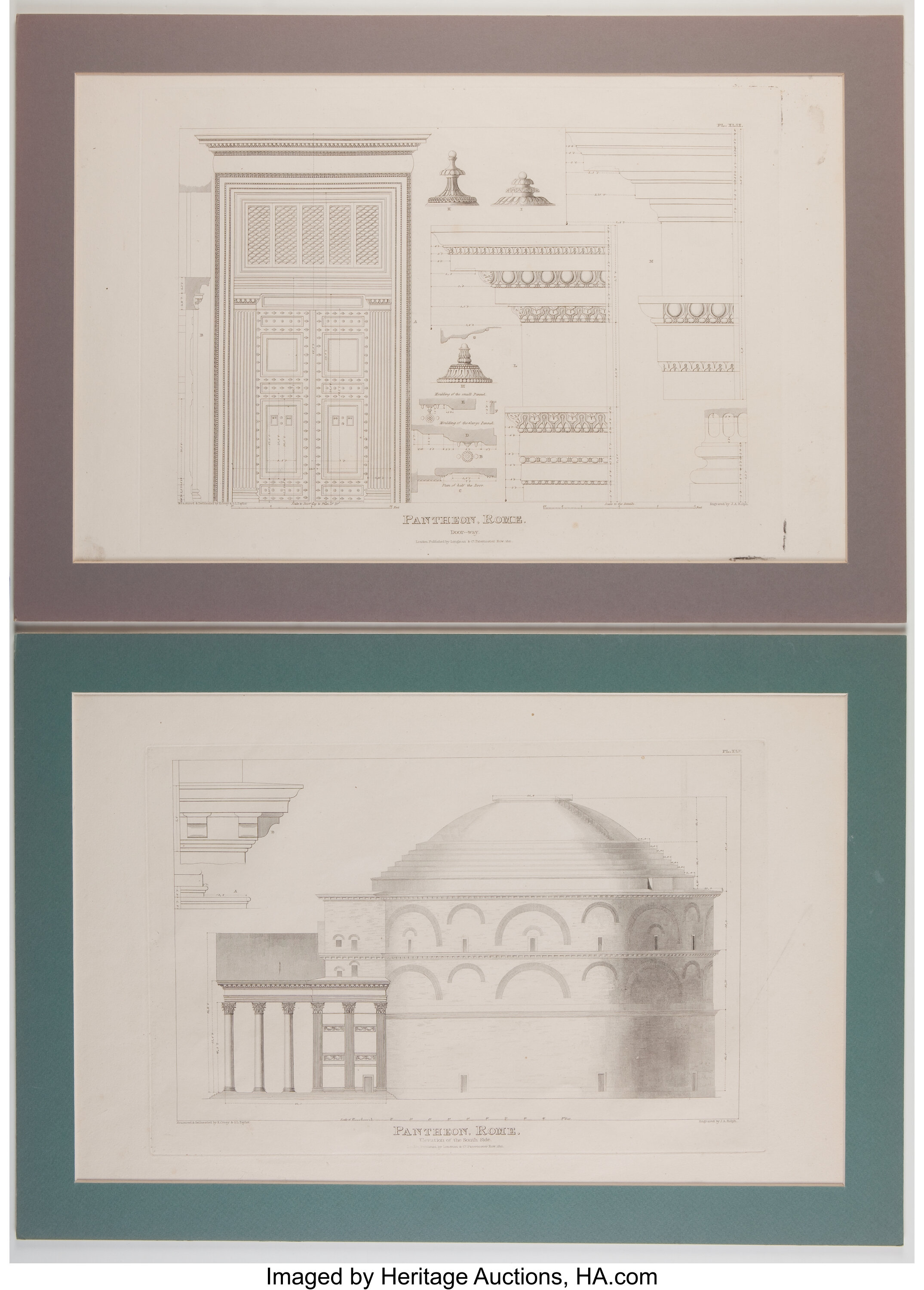 Two Engraved Architectural Drawings of the Pantheon at Rome, Ca. | Lot ...