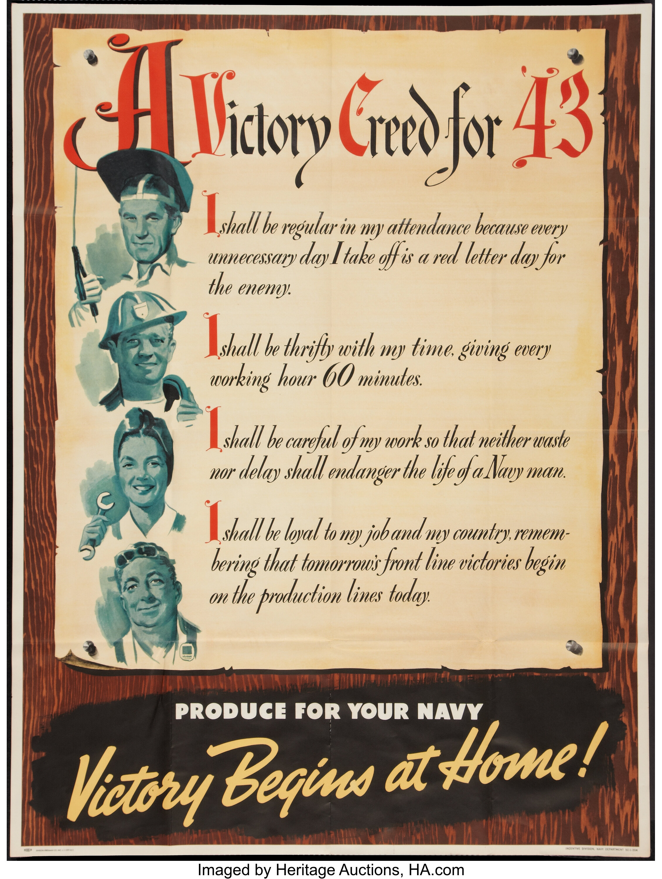 War Propaganda Poster (Navy Department, 1943). Navy Incentive | Lot ...