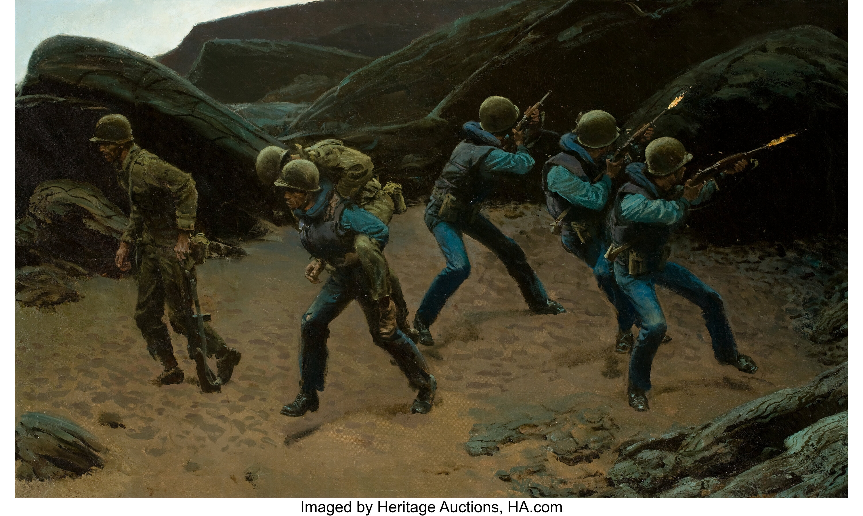 HAROLD VON SCHMIDT (American, 1893-1982). War Scene, paperback | Lot ...