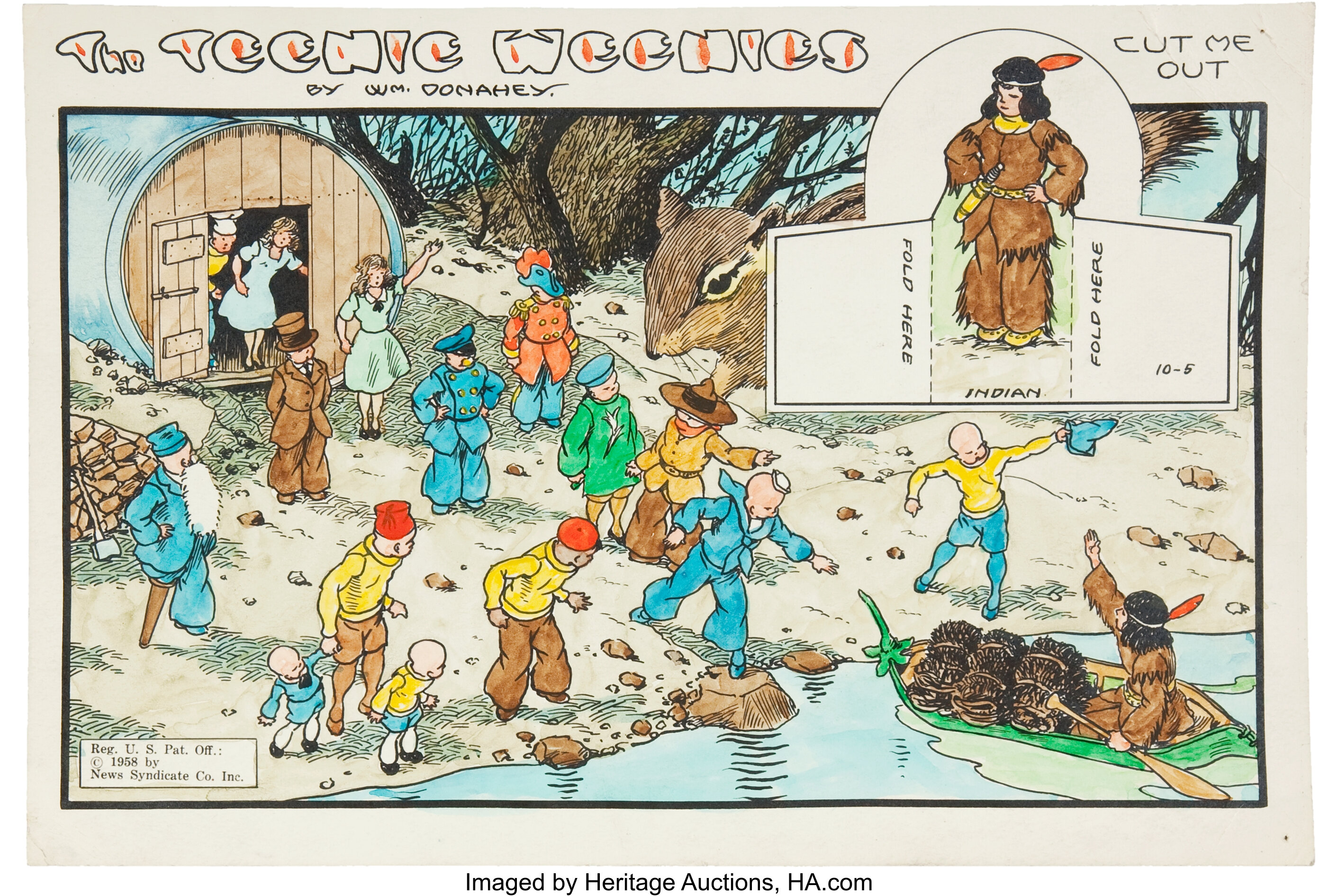 William Donahey The Teenie Weenies Sunday Hand-Painted Comic Strip ...