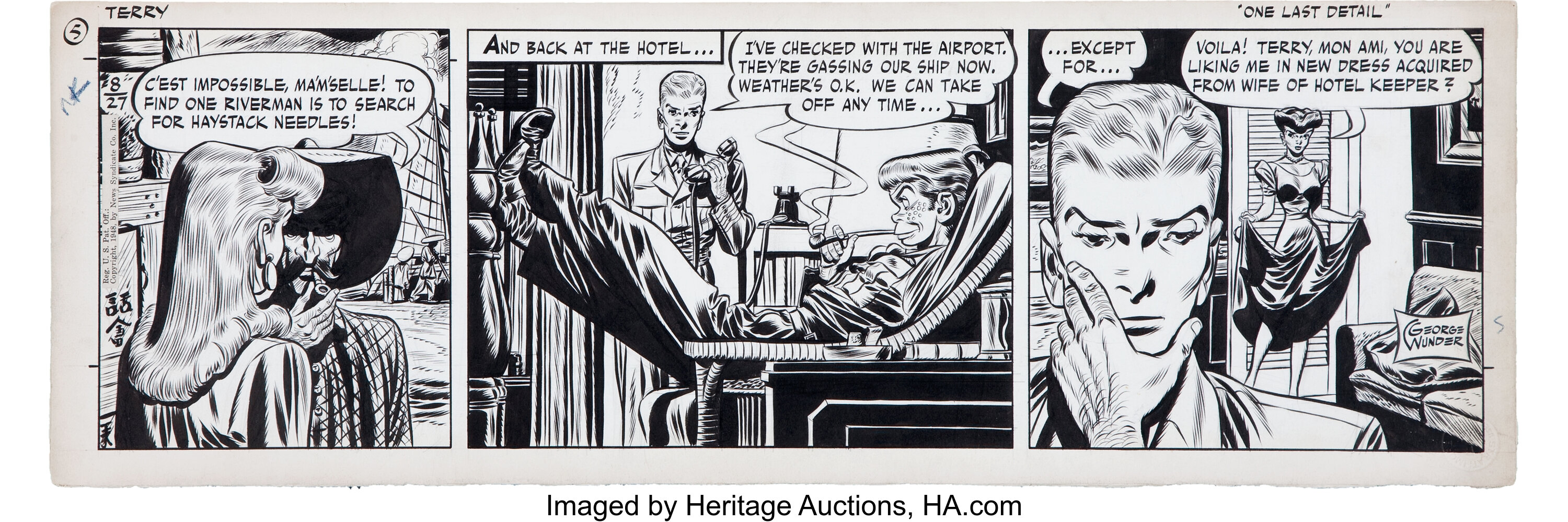 George Wunder Terry and the Pirates Daily Comic Strip Original Art ...
