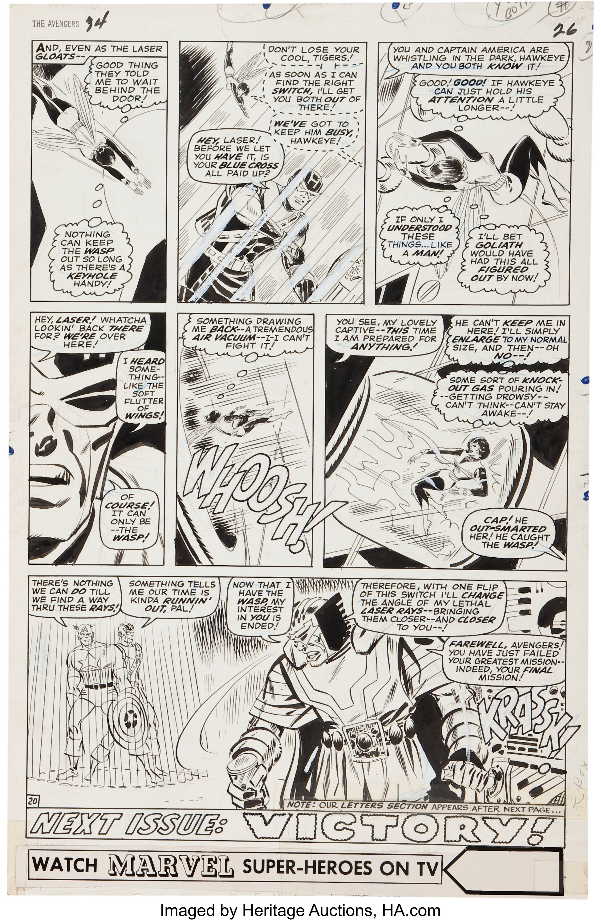 Don Heck Avengers #34 Living Laser page 20 Original Art (Marvel, | Lot ...