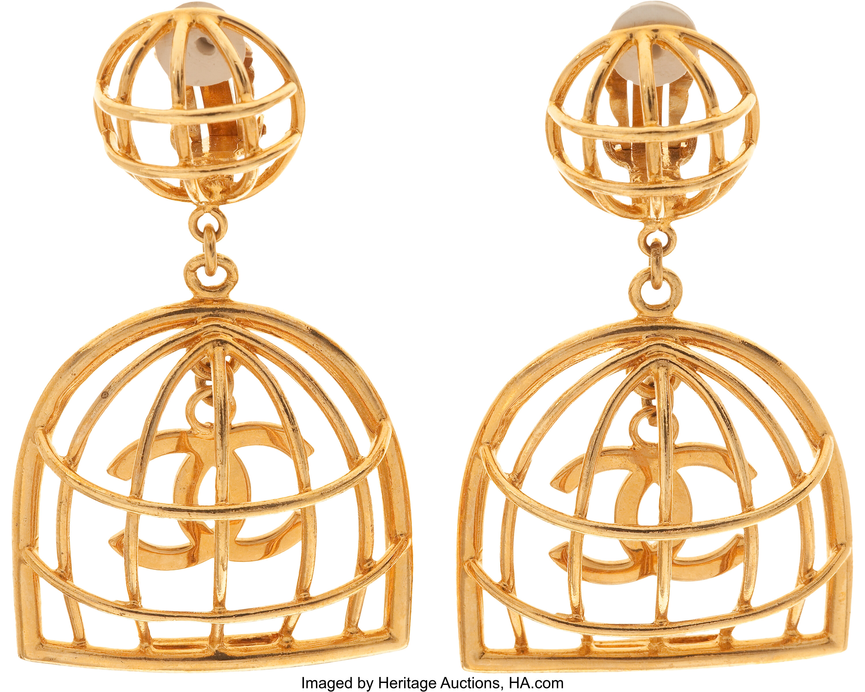 Chanel Early 1980's Birdcage Earrings, Very Rare. ... (Total: 2 | Lot ...
