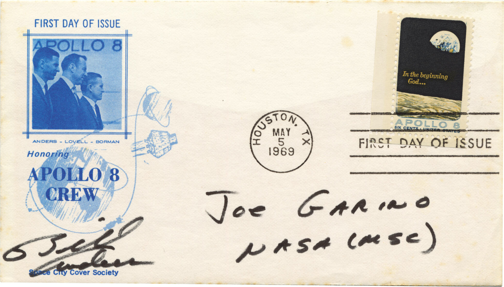 Bill Anders Signed Apollo 8 FDC "Bill/Anders," 6.5" x 3.75". | Lot ...