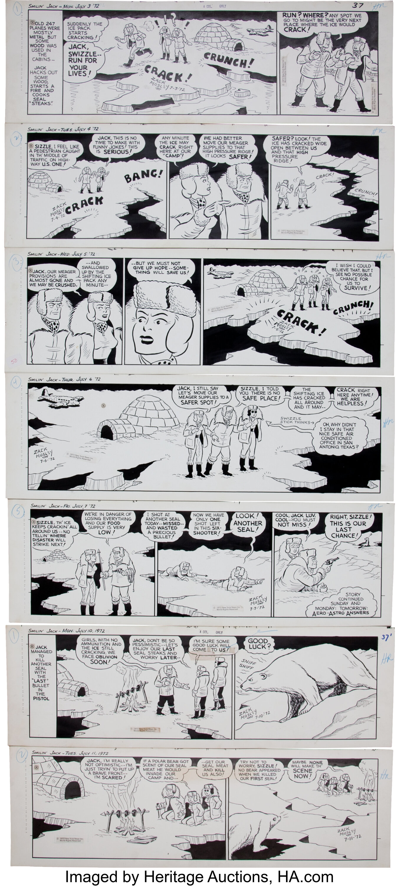 Zack Mosley Smilin' Jack Daily Comic Strip Original Art Group (New ...