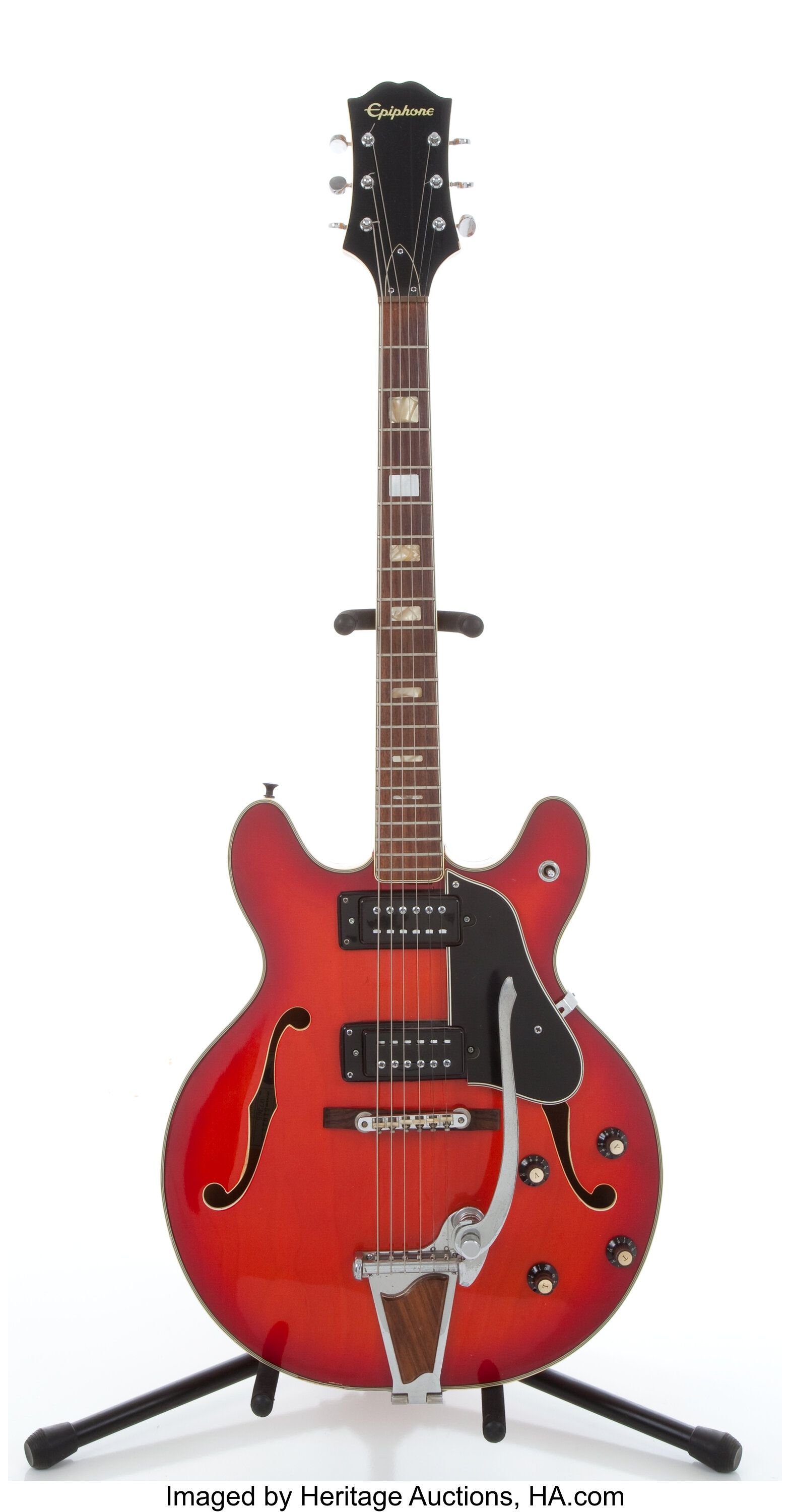 1990 Epiphone Sheraton Red Archtop Electric Guitar #0115657.... | Lot ...
