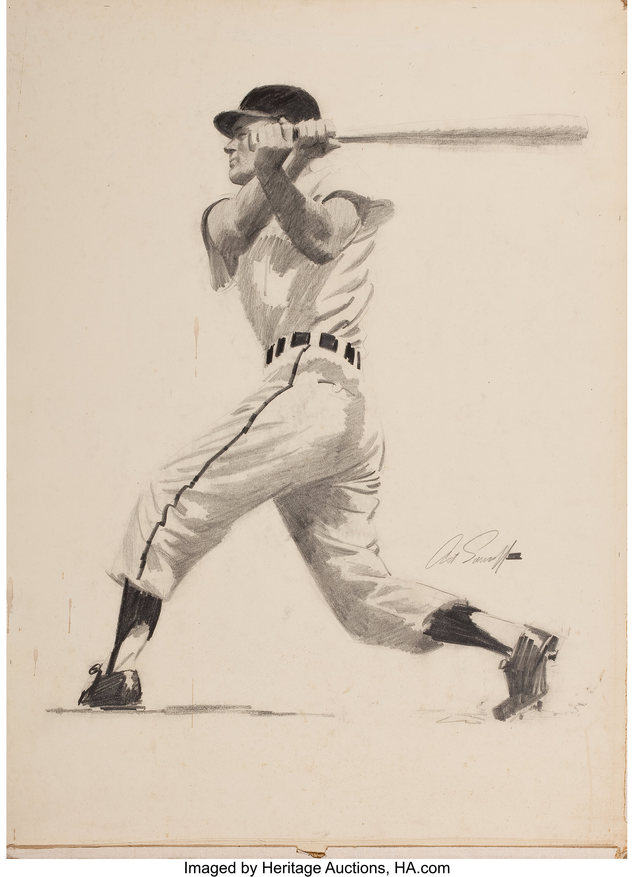 ARTHUR SARON SARNOFF (American, 1912-2000). Home Run. Pencil on | Lot ...
