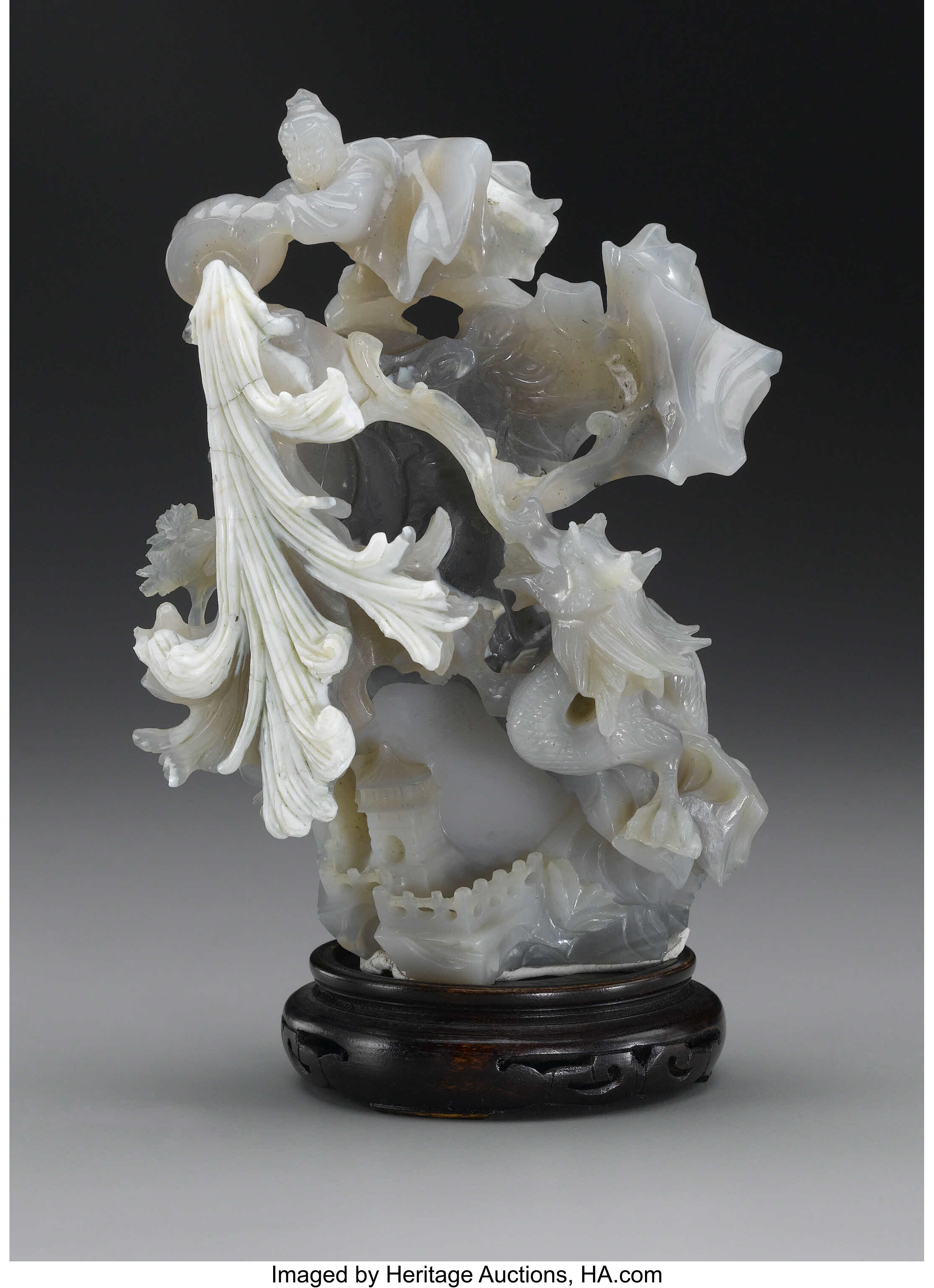 CHINESE CARVED AGATE OPENWORK. Chinese carved agate openwork group ...