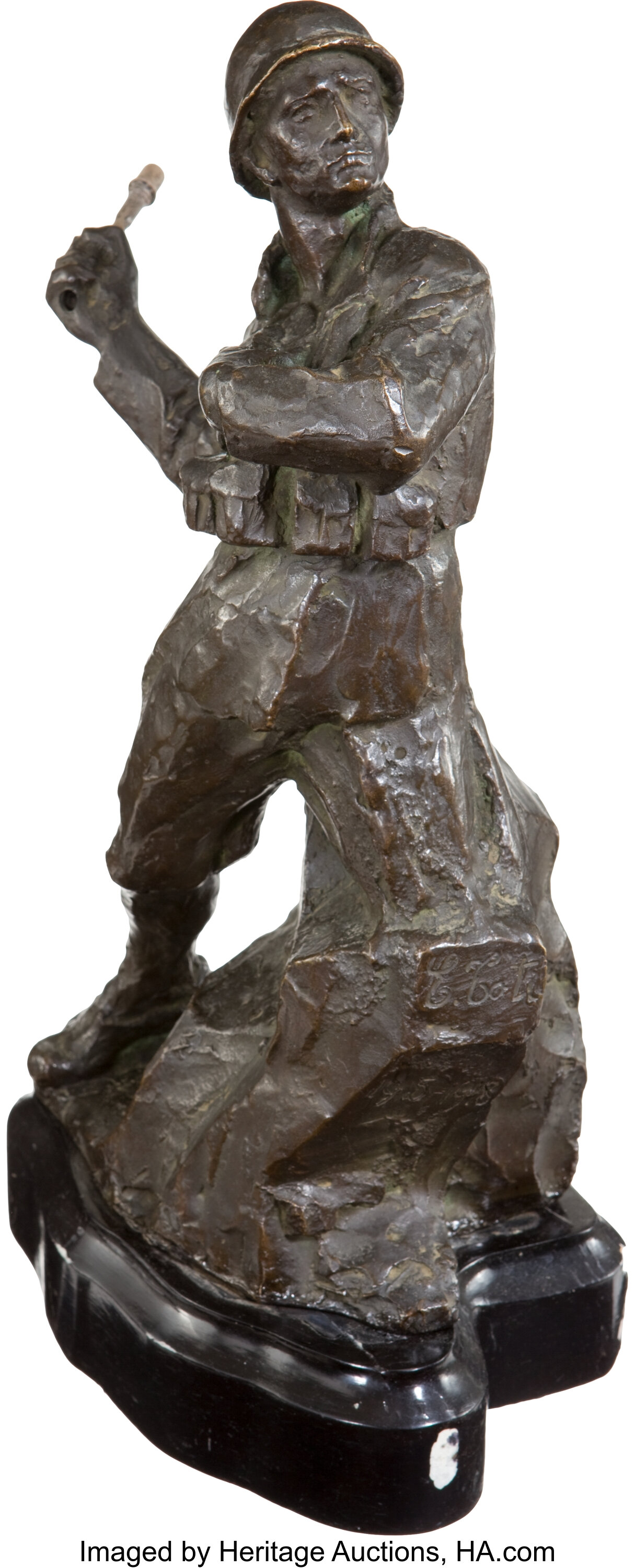 Large Bronze Statue of a WWI Italian Soldier Throwing a Grenade ...