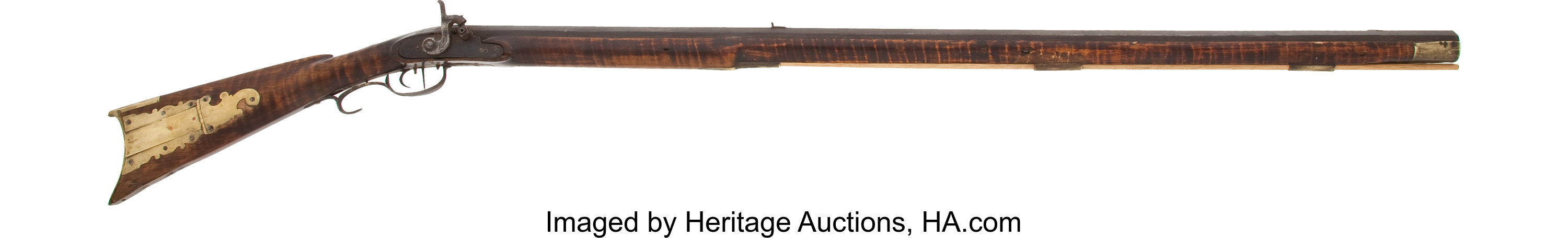 C. 1840 Heavy, Unsigned Full Stock American Percussion Rifle.... | Lot ...