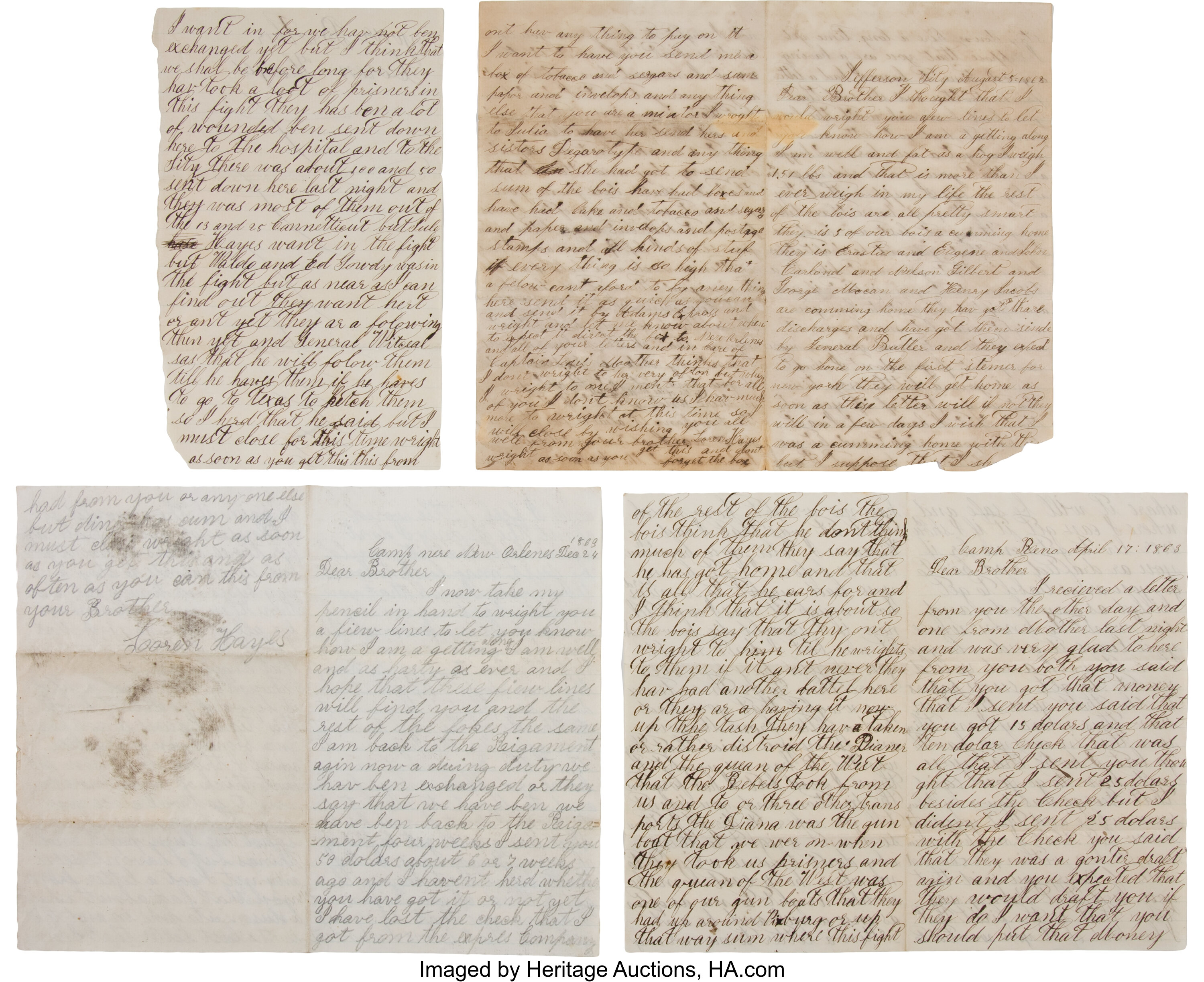 Civil War Letters of Corporal Loren Hayes, 12th Connecticut | Lot ...