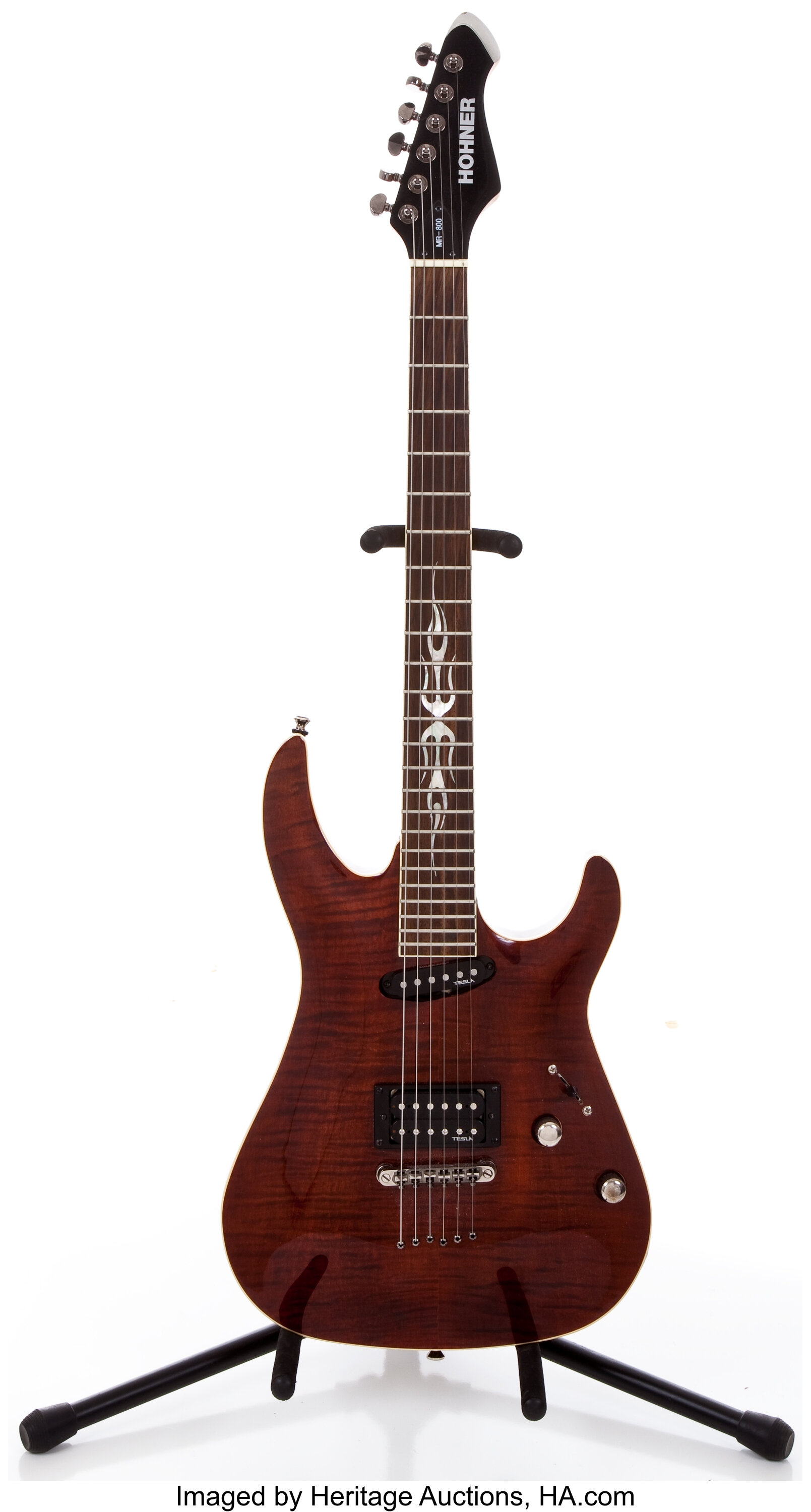 Recent Hohner MR800 Walnut Flame Solid Body Electric Guitar | Lot ...