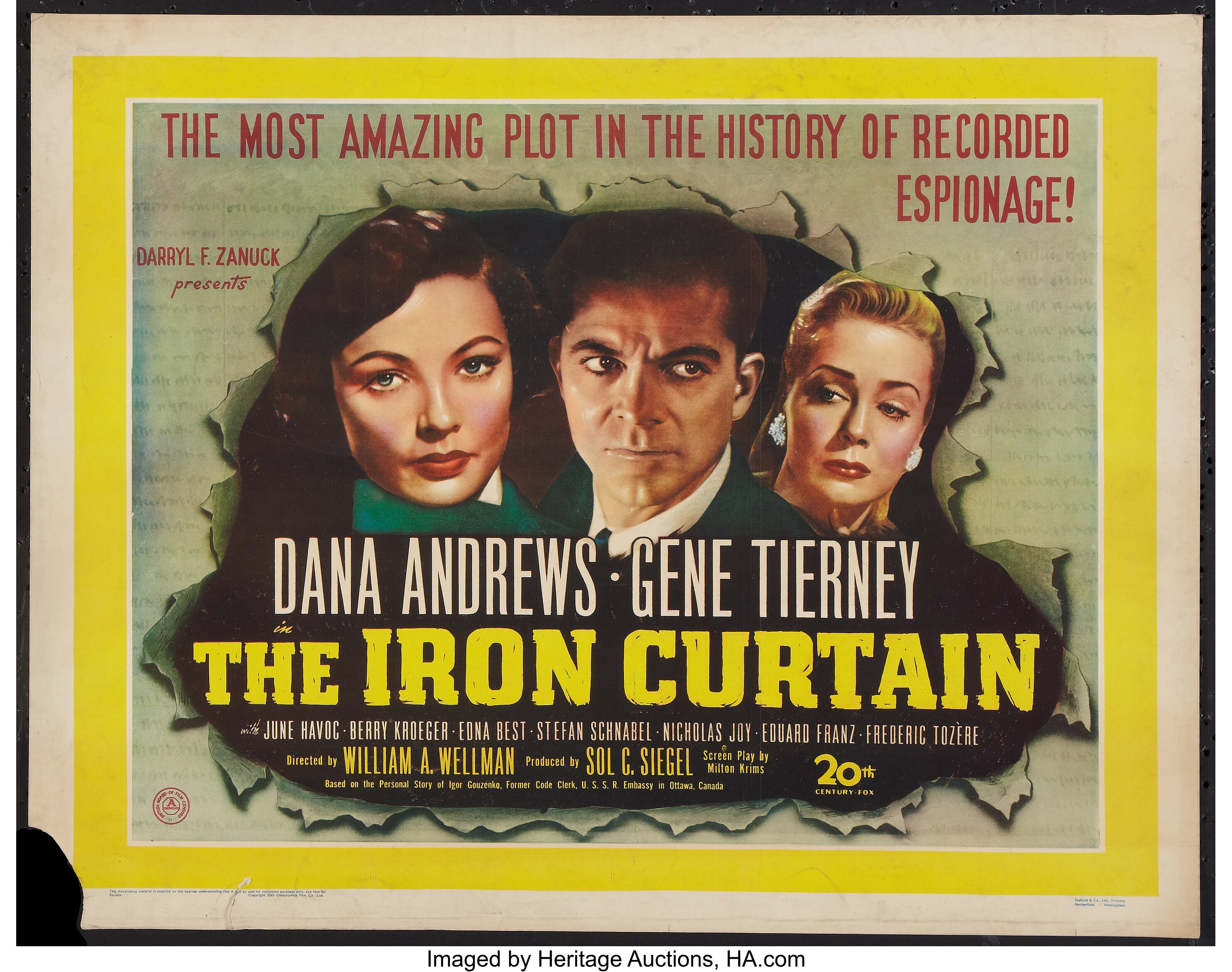 The Iron Curtain (20th Century Fox, 1948). British Half Sheet (22 ...