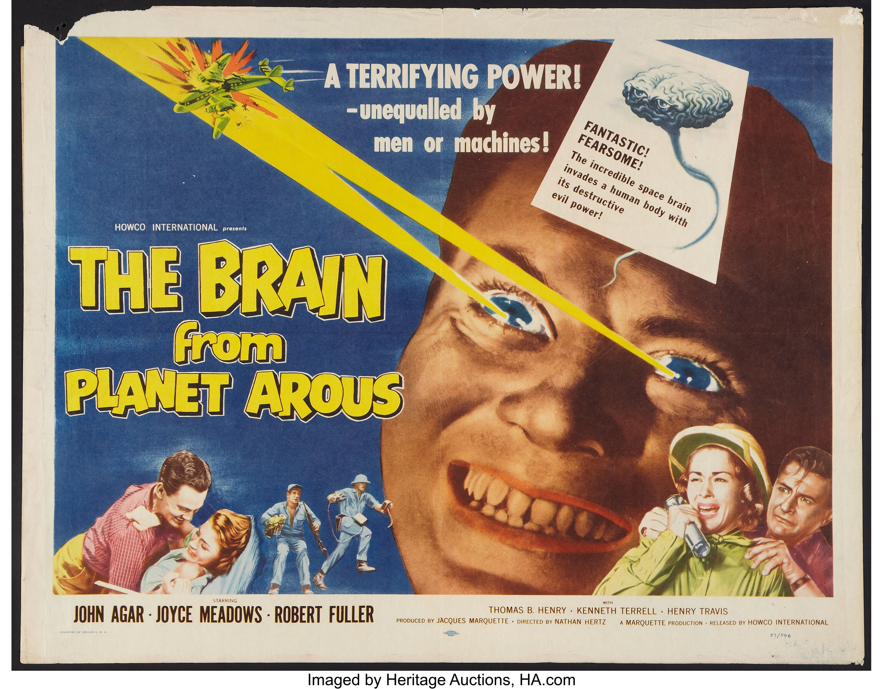 The Brain from Planet Arous (Howco, 1957). Half Sheet (22" X 28 ...