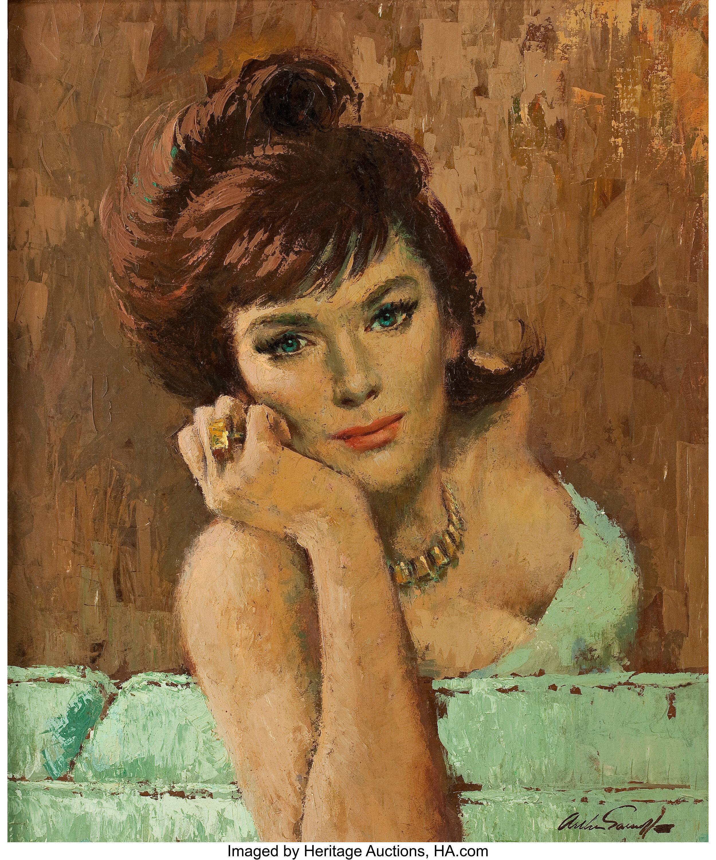 ARTHUR SARON SARNOFF (American, 1912-2000). 1950s Woman. Oil on | Lot ...