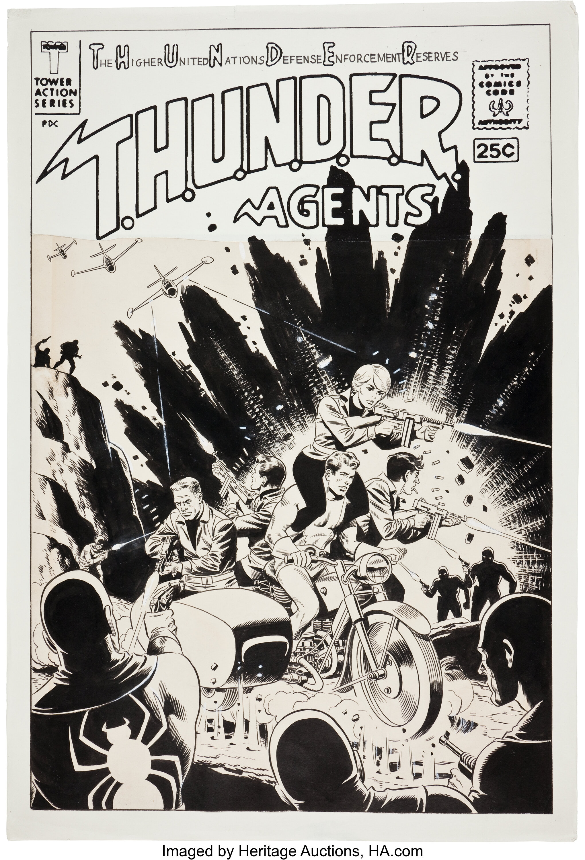 Wally Wood and Dan Adkins T.H.U.N.D.E.R. Agents #11 Cover Original ...