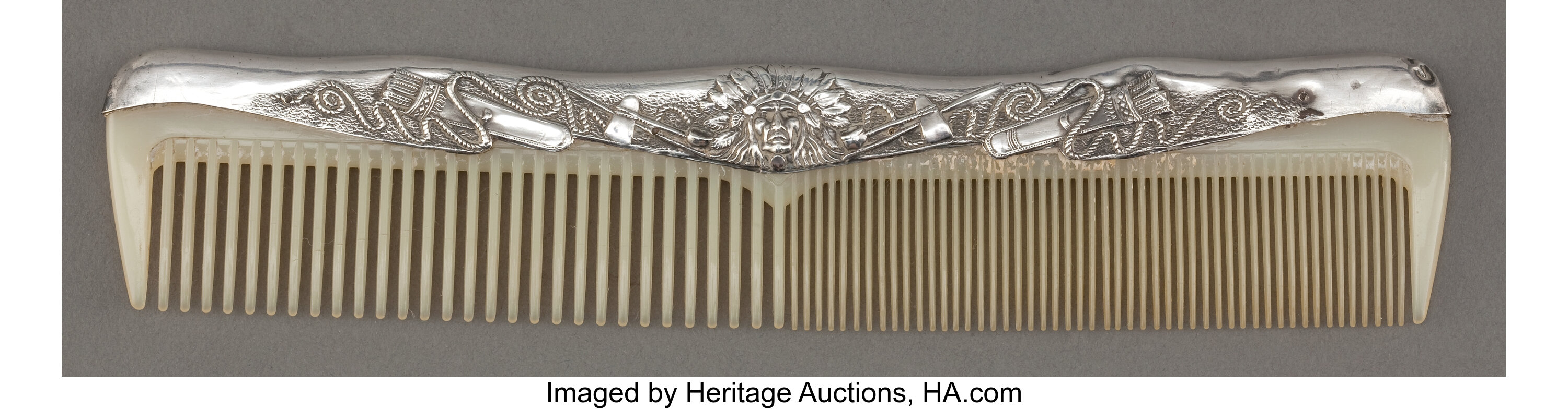 AN UNGER BROS. SILVER INDIAN HEAD COMB . Unger Bros., Newark, New | Lot ...
