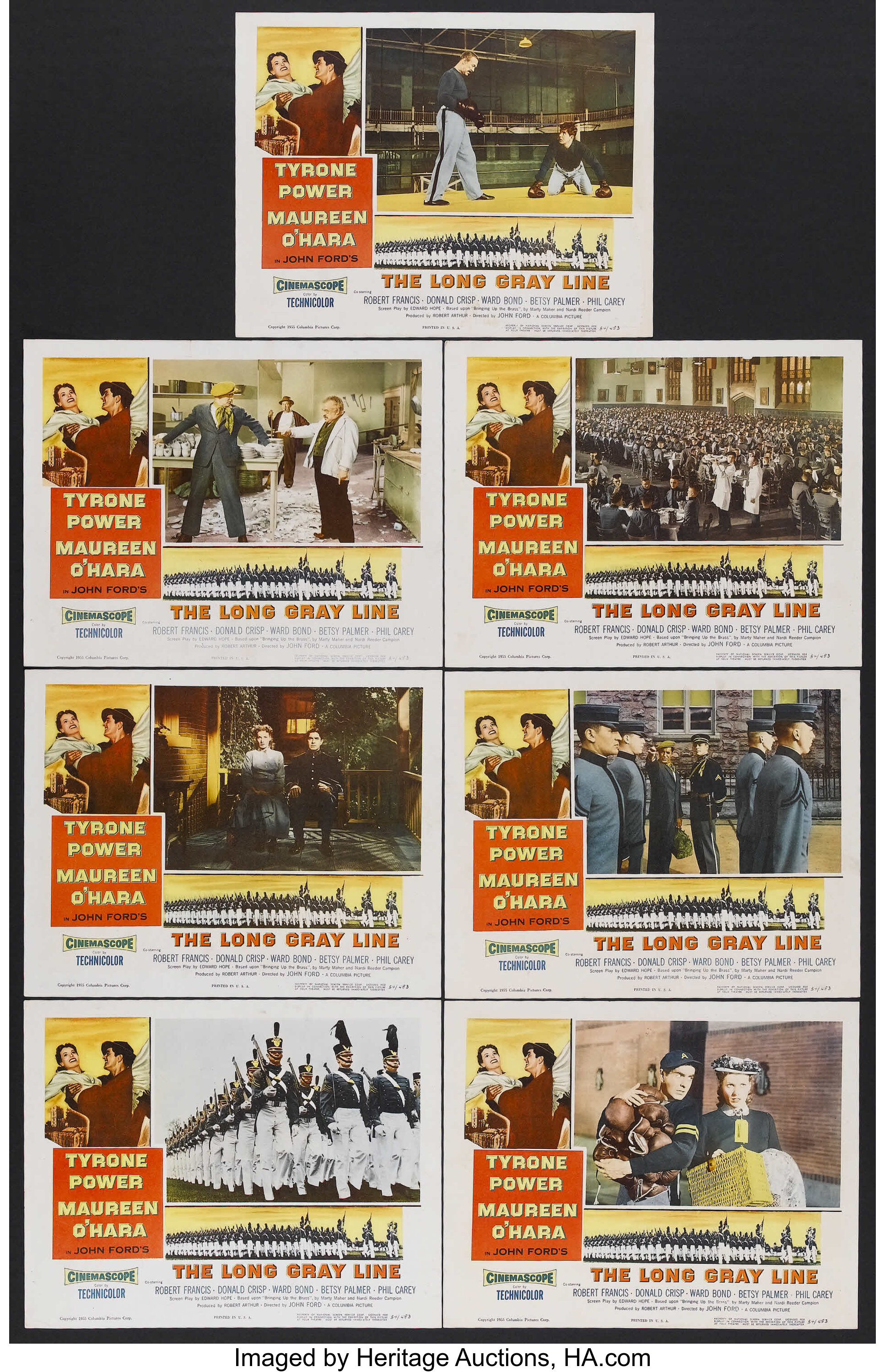 The Long Gray Line (Columbia, 1955). Lobby Cards (7) (11" X 14"). | Lot ...