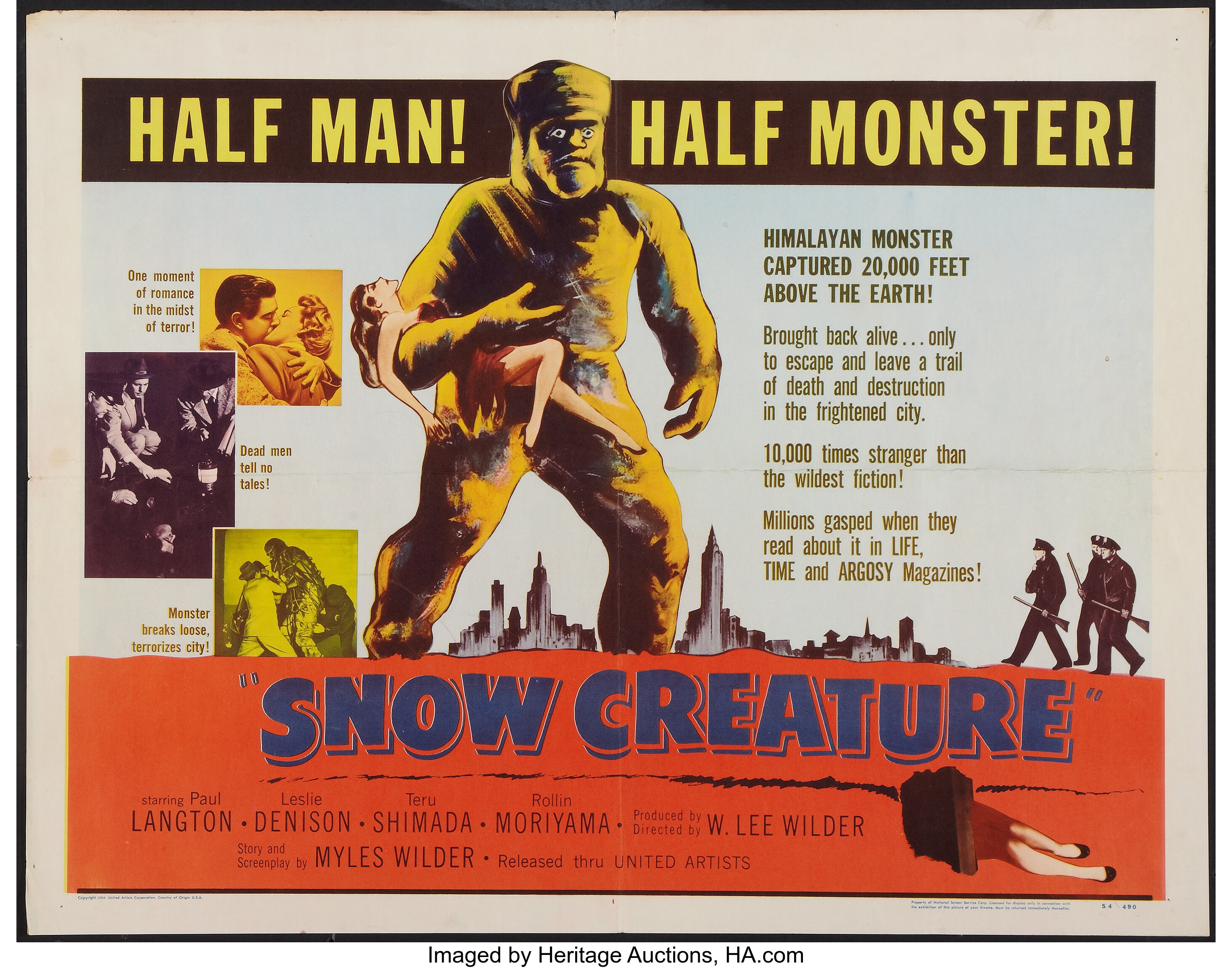 Snow Creature (United Artists, 1954). Half Sheet (22" X 28"). | Lot ...