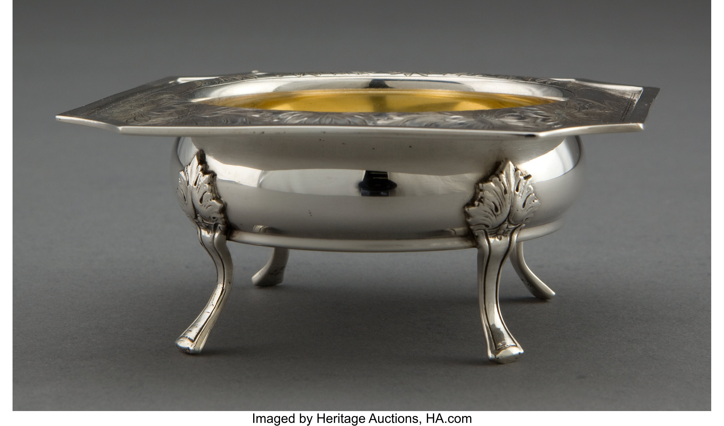 A GORHAM SILVER AND SILVER GILT FOOTED DISH . Gorham Manufacturing ...