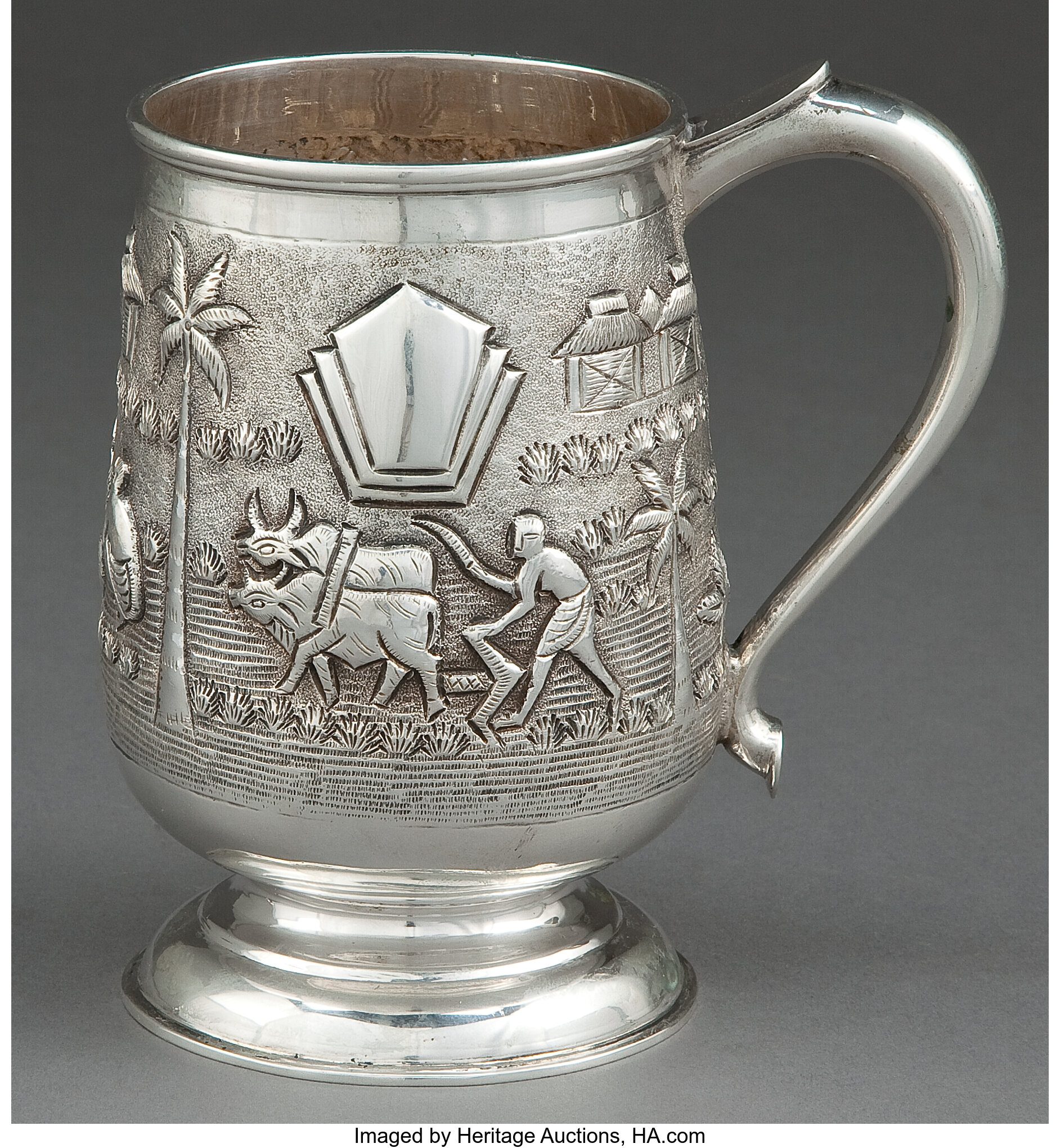 A COLONIAL INDIAN SILVER PRESENTATION CUP. Maker unknown, probably ...