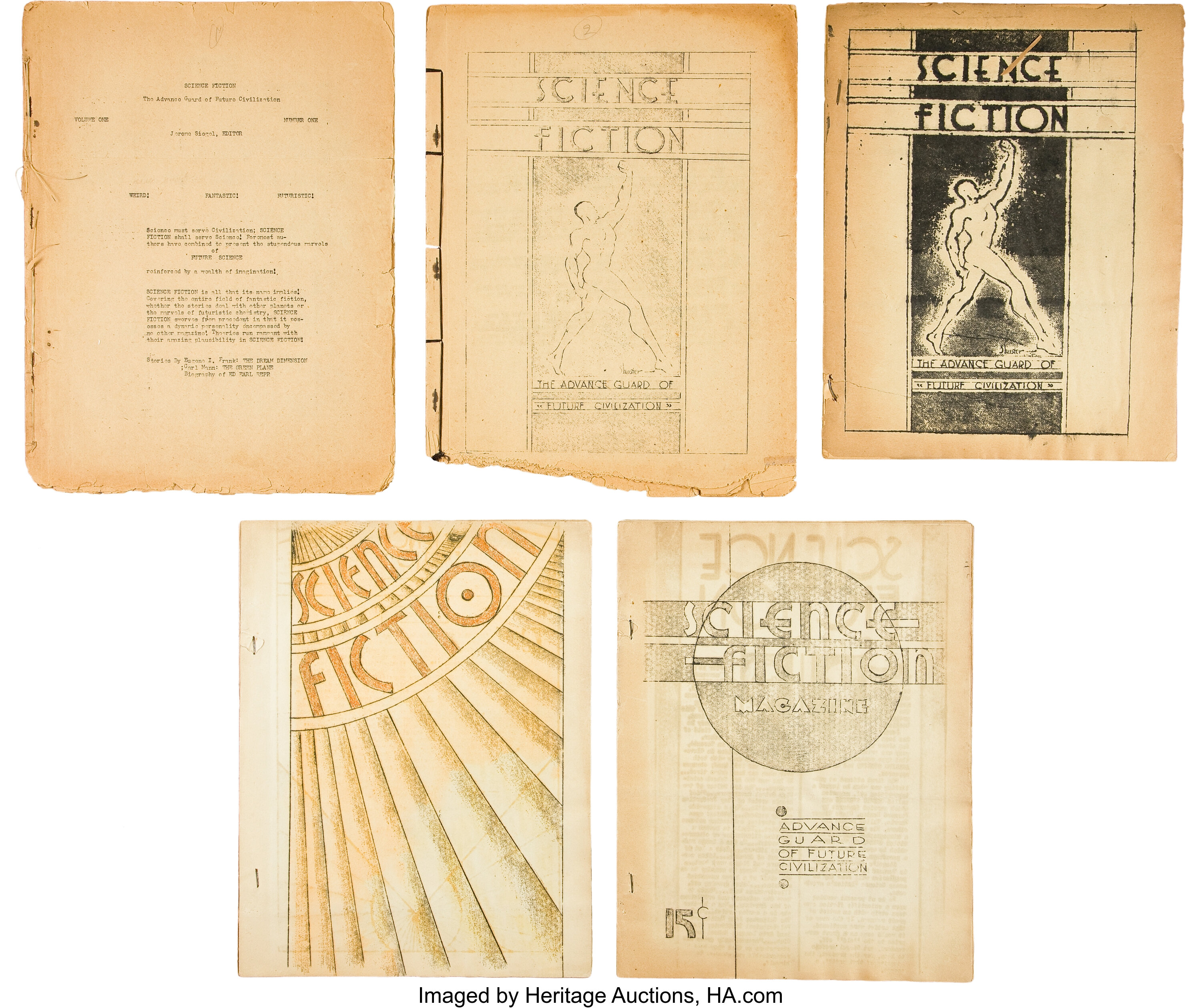 Jerome Siegel and Joseph Shuster. Science Fiction. The Advance | Lot ...