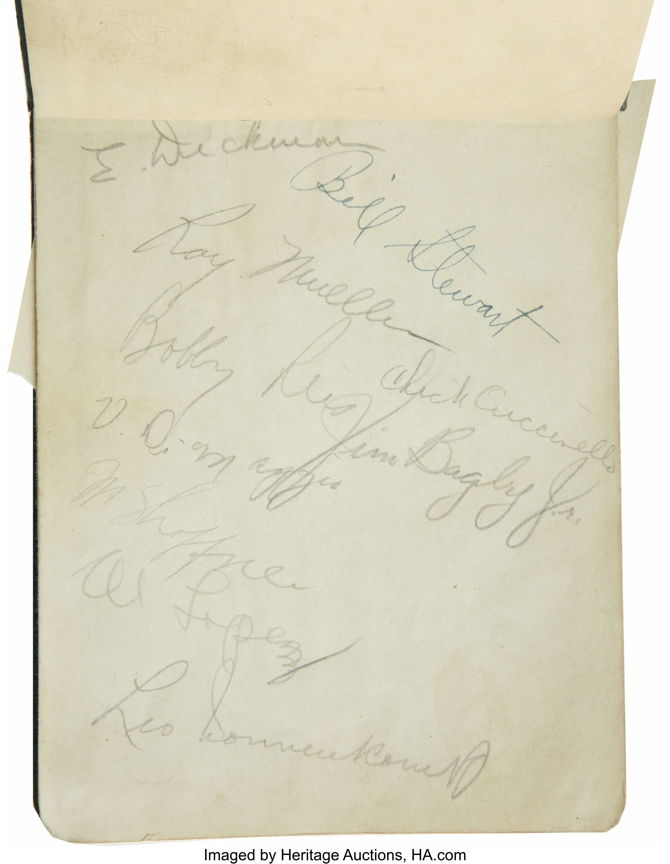 Vintage Baseball Stars Signed Album Pages. At least 10 pages from | Lot ...