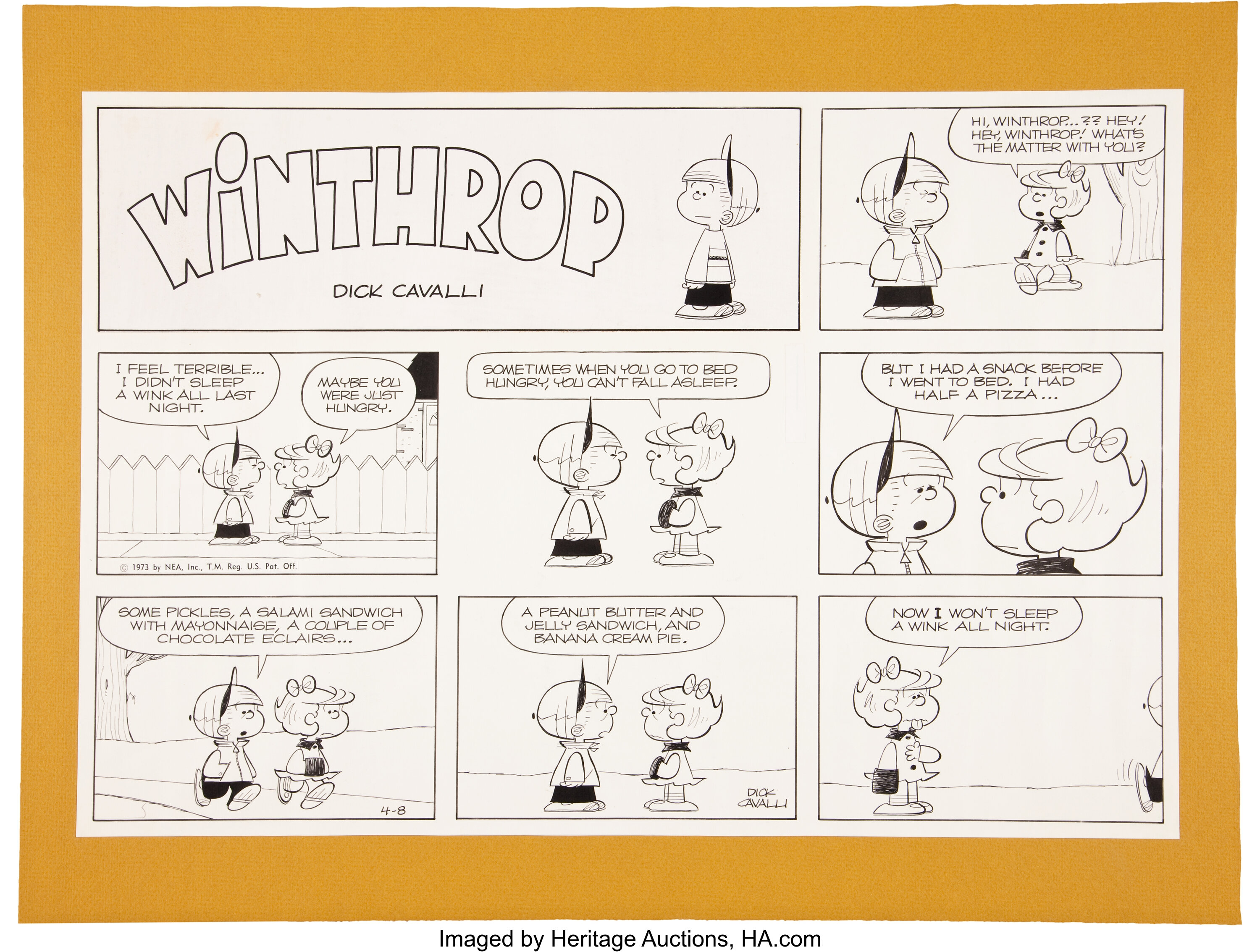 Dick Cavalli Winthrop Sunday Comic Strip Original Art dated 4-8-73 ...