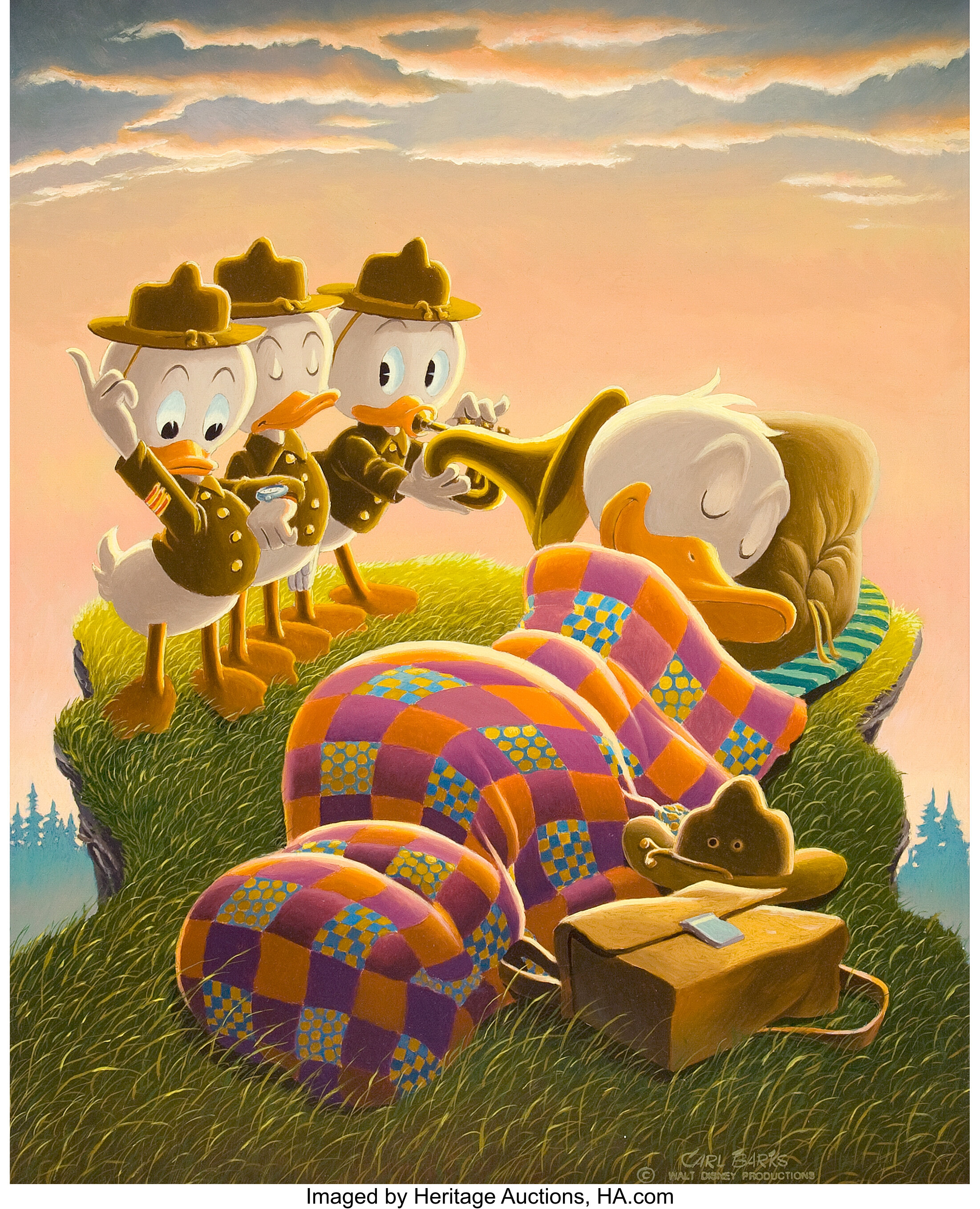 Carl Barks Rude Awakening Painting Original Art (1974).... Original ...