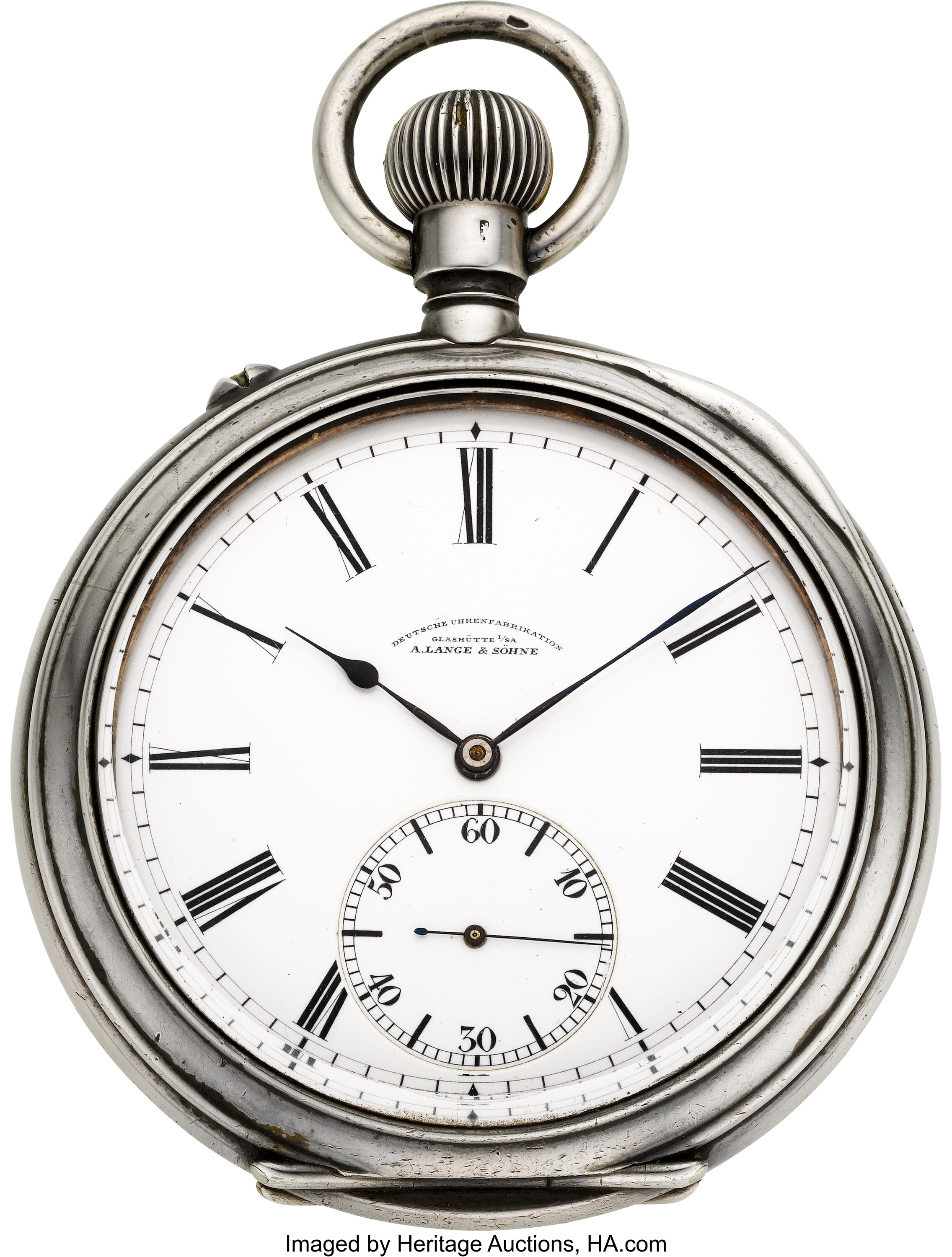 A. Lange & Sohne 59 mm .900 Silver Pocket Watch, circa 1920. ... | Lot ...