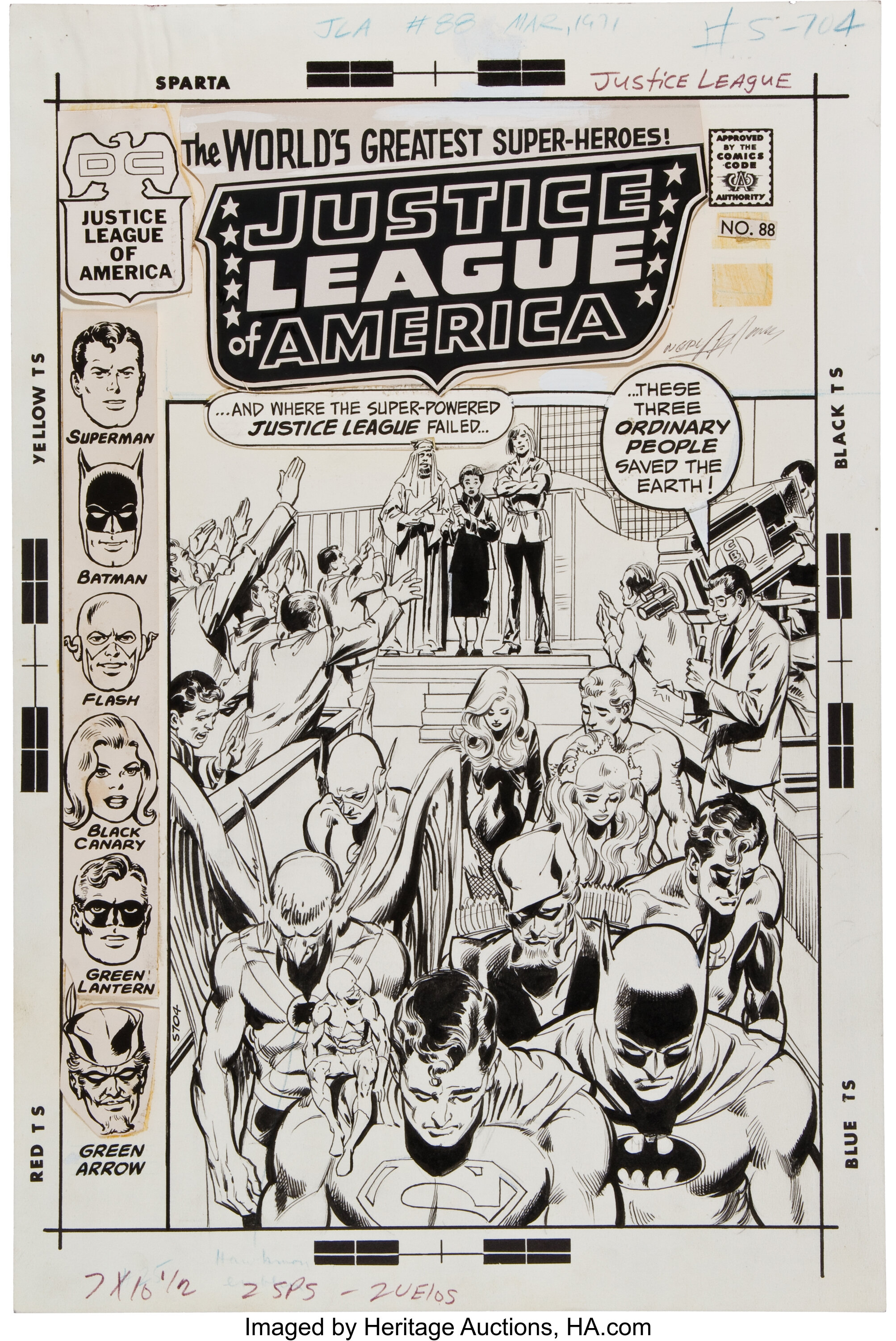 Neal Adams and Dick Giordano Justice League of America #88 Cover | Lot ...