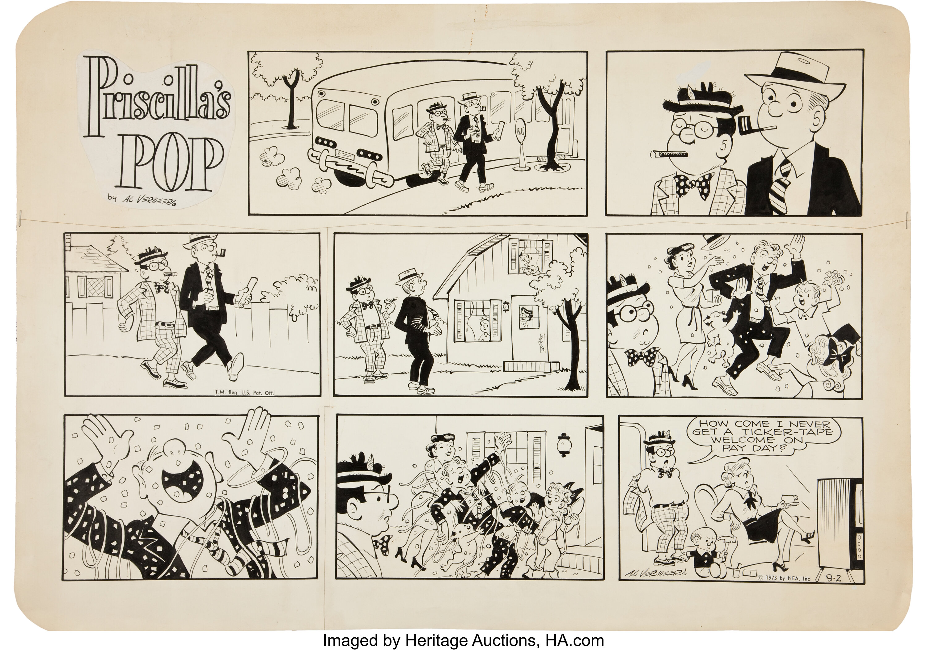 Al Vermeer Priscilla's Pop Sunday Comic Strip Original Art dated | Lot ...