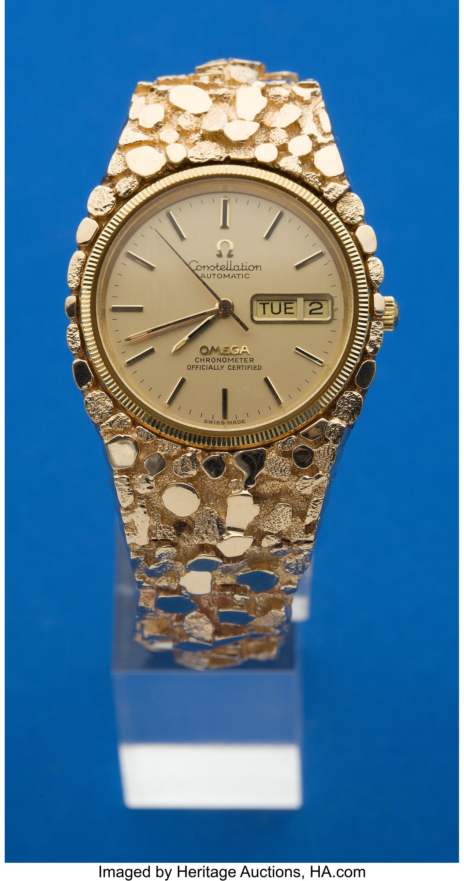 Omega Steel & Gold Constellation With 14k Gold Custom Nugget Band ...