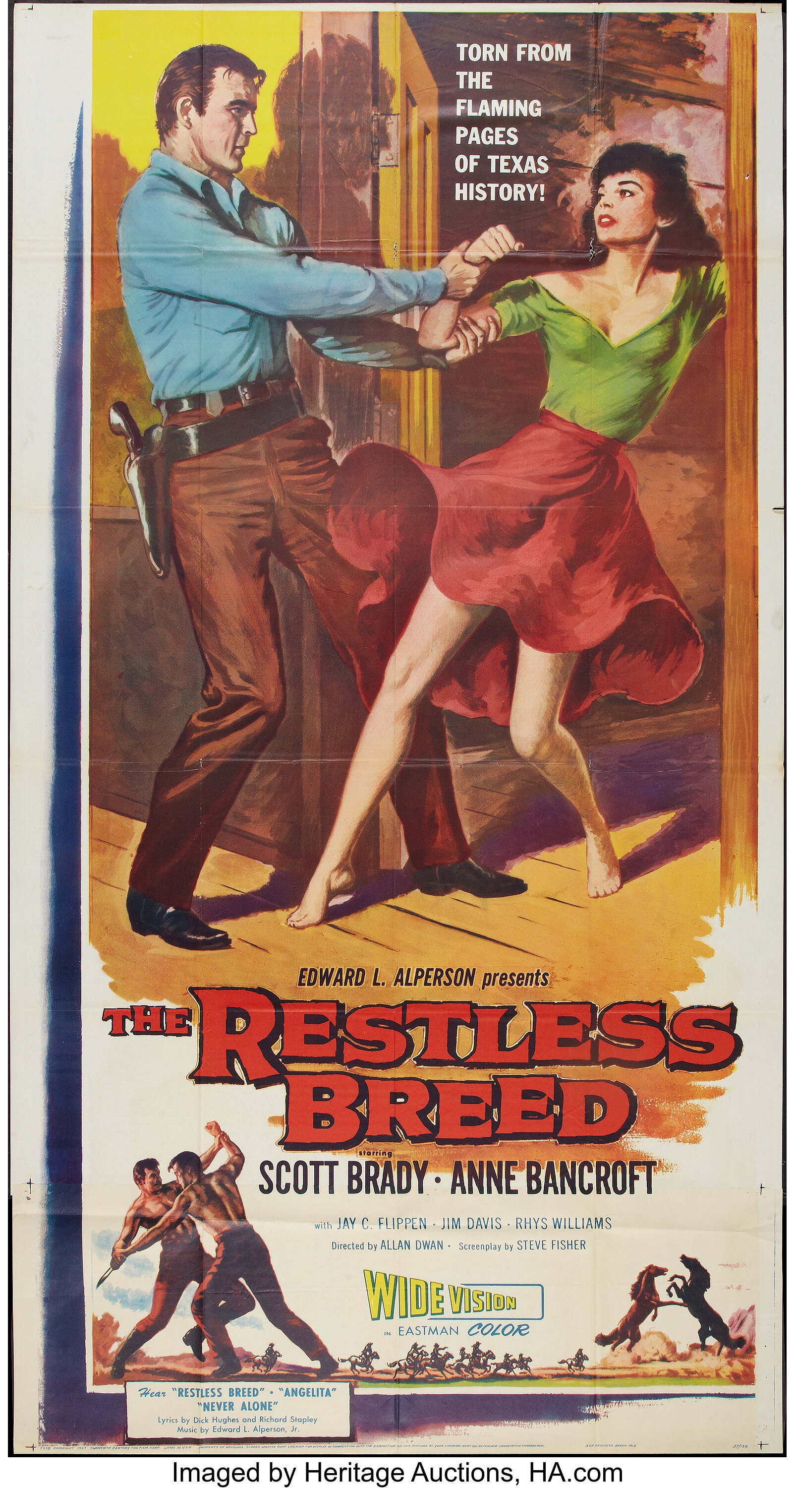 The Restless Breed (20th Century Fox, 1957). Three Sheet (41" X | Lot ...