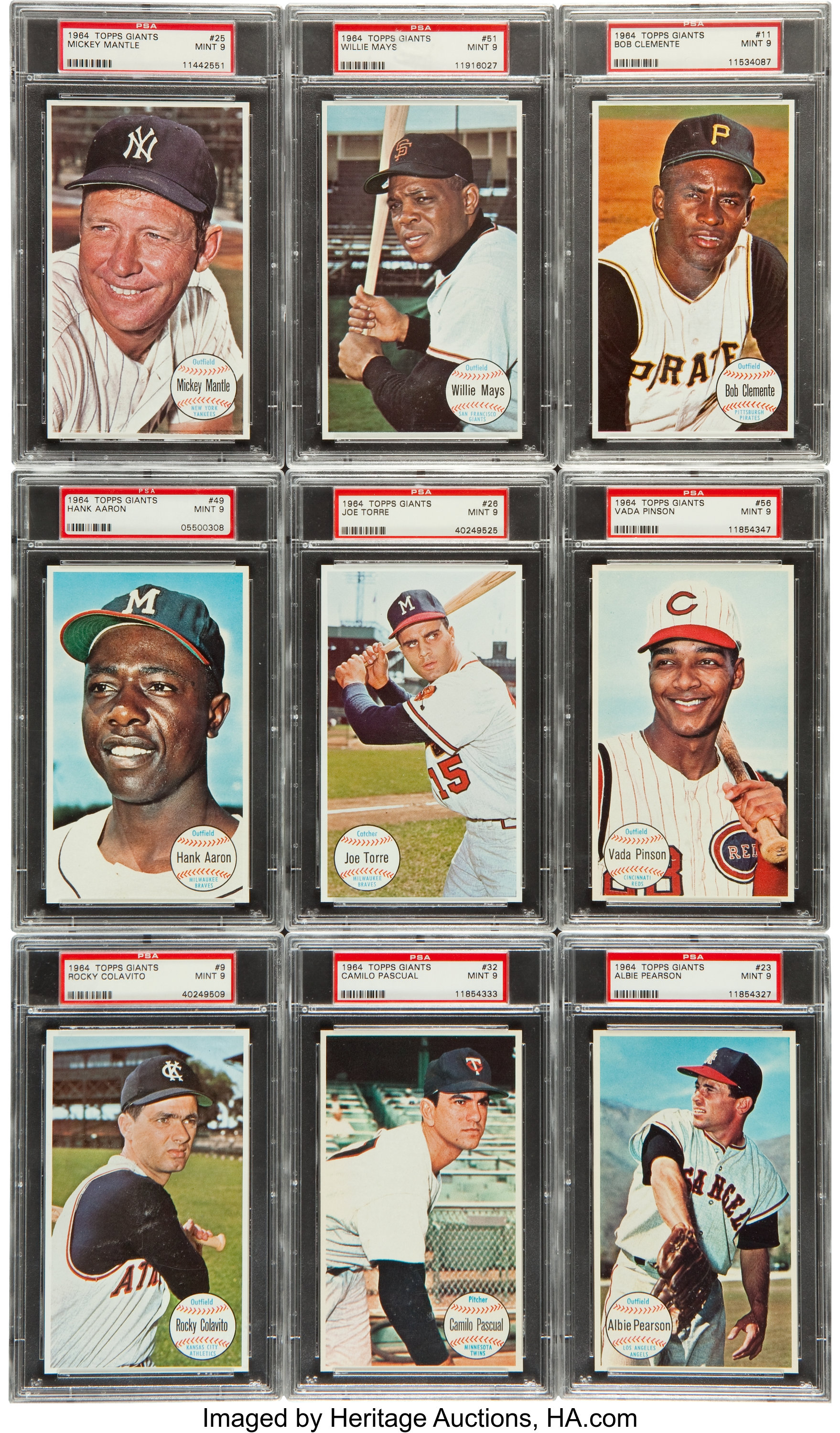 1964 Topps Giants Baseball PSA Mint 9 Collection (9) - With Mantle ...